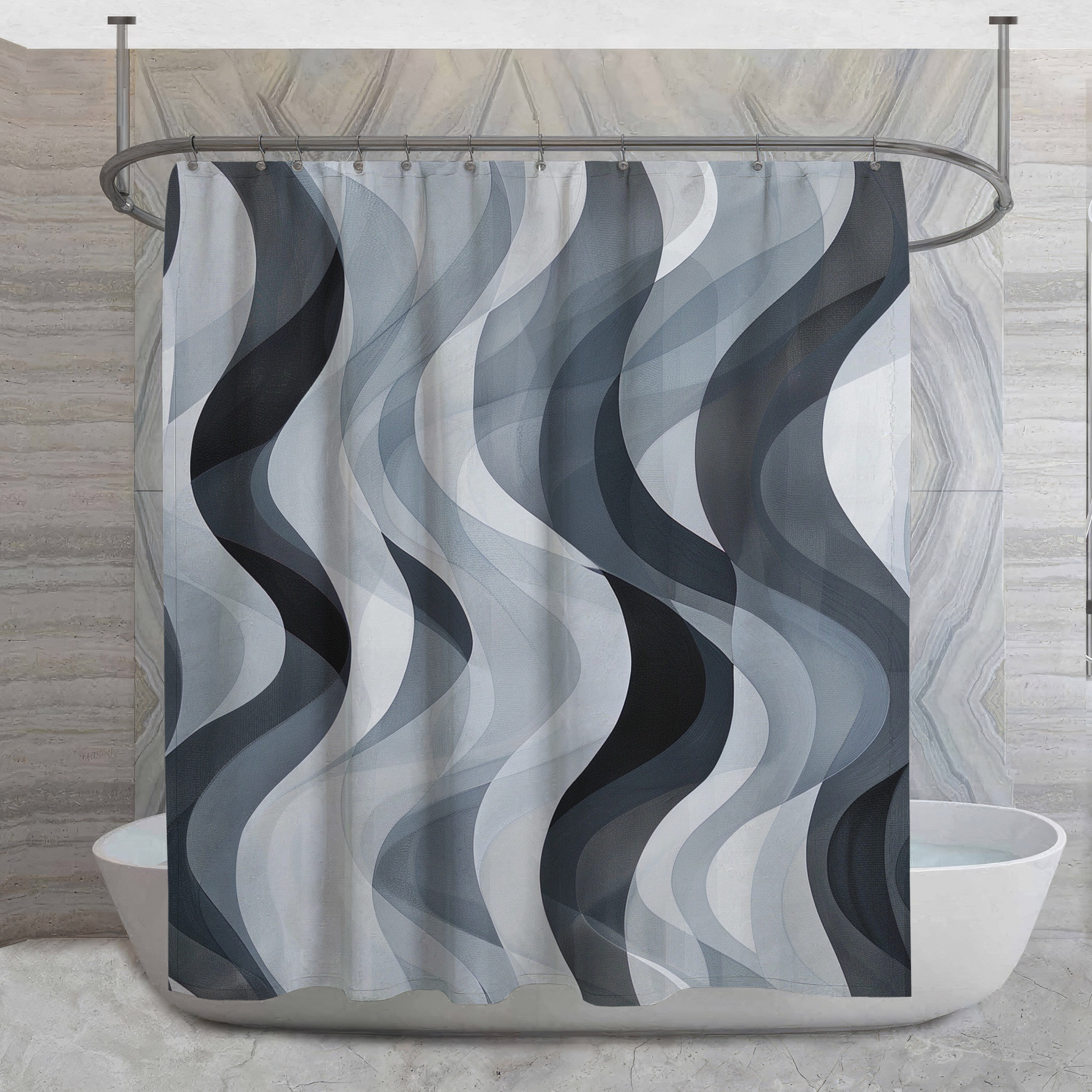 Orren Ellis Abstract Shower Curtain - Waves Bathroom Decor Flow | Wayfair