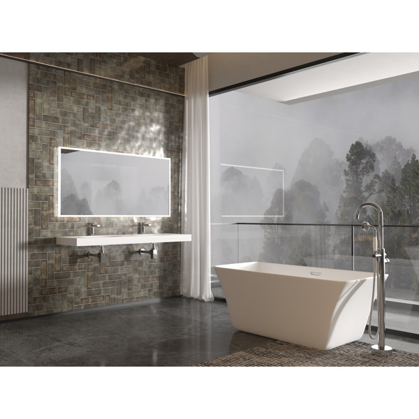 CastelloUSA Darleen 60" Solid Surface Thin Rectangular Wall Mount ...