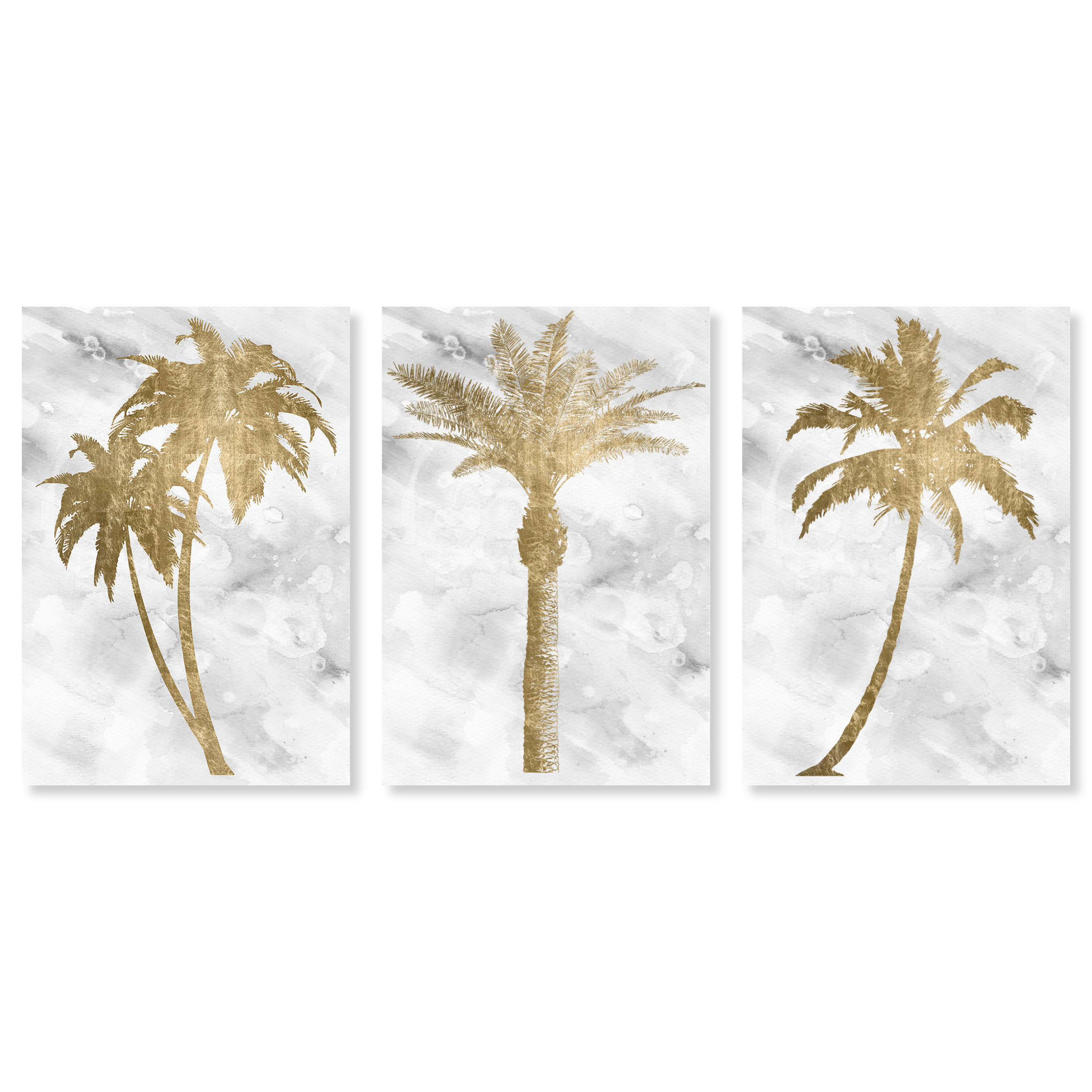 Oliver Gal Prints Palm Tree Gold Trio Wrapped Canvas Graphic Art for ...