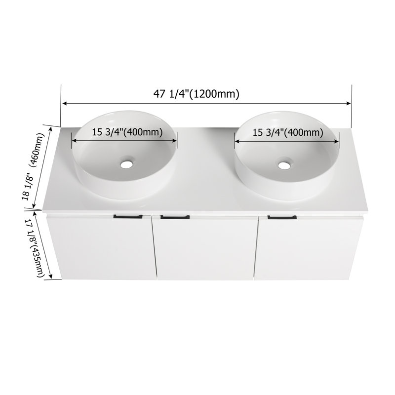 Ebern Designs 48" Bathroom Vanity with Sink, 48 Inch Floating Vanity ...