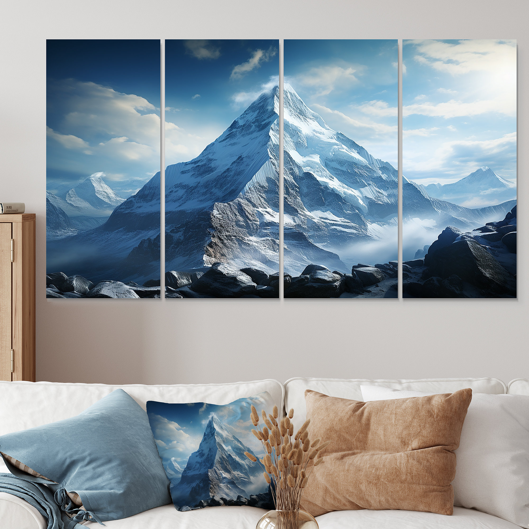Millwood Pines Grey Snowy Mountains Everest Summit - Mountains 4 Piece ...