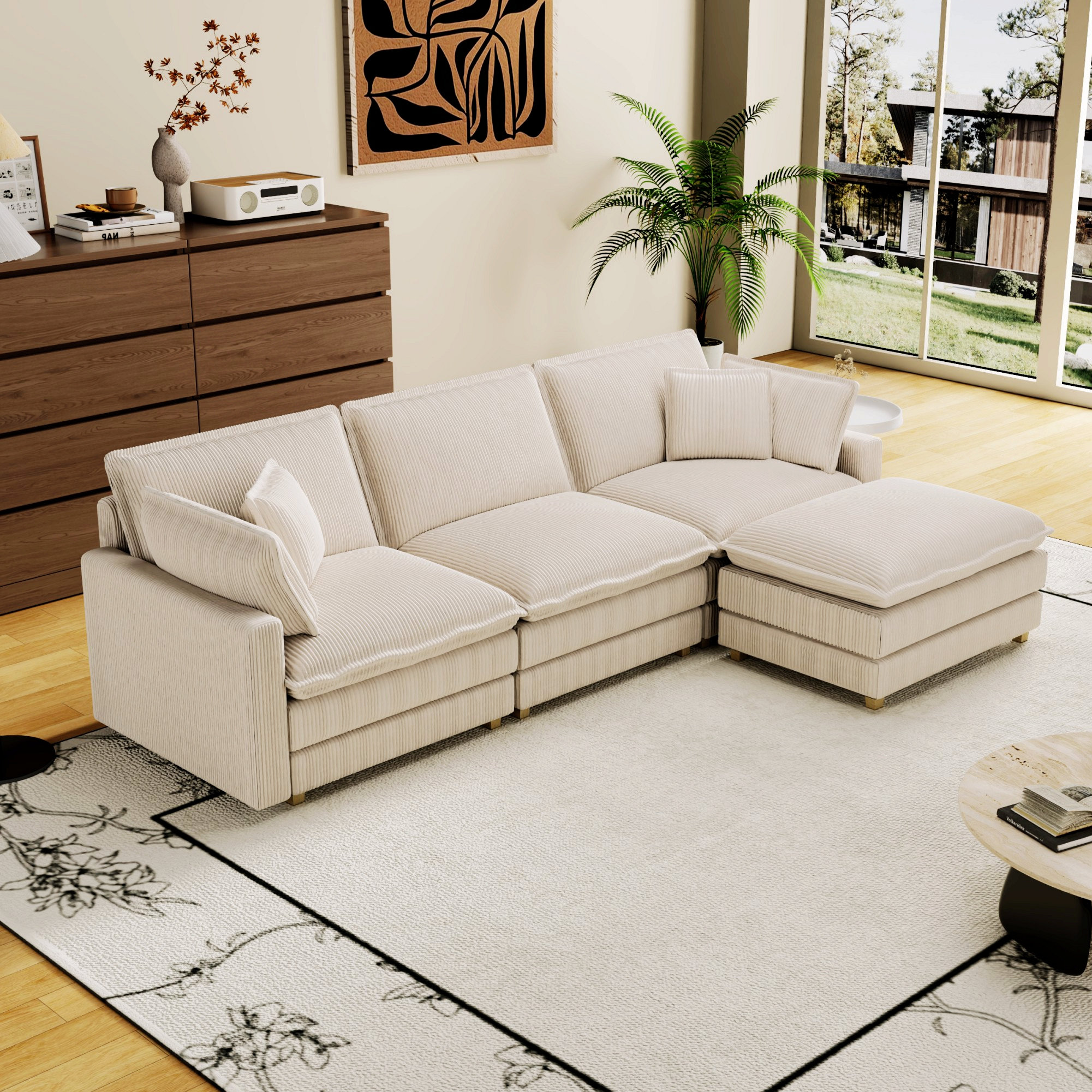 Mercer41 Upholstered Sofa, Modular Sectional Sofa, Modern Couch With ...