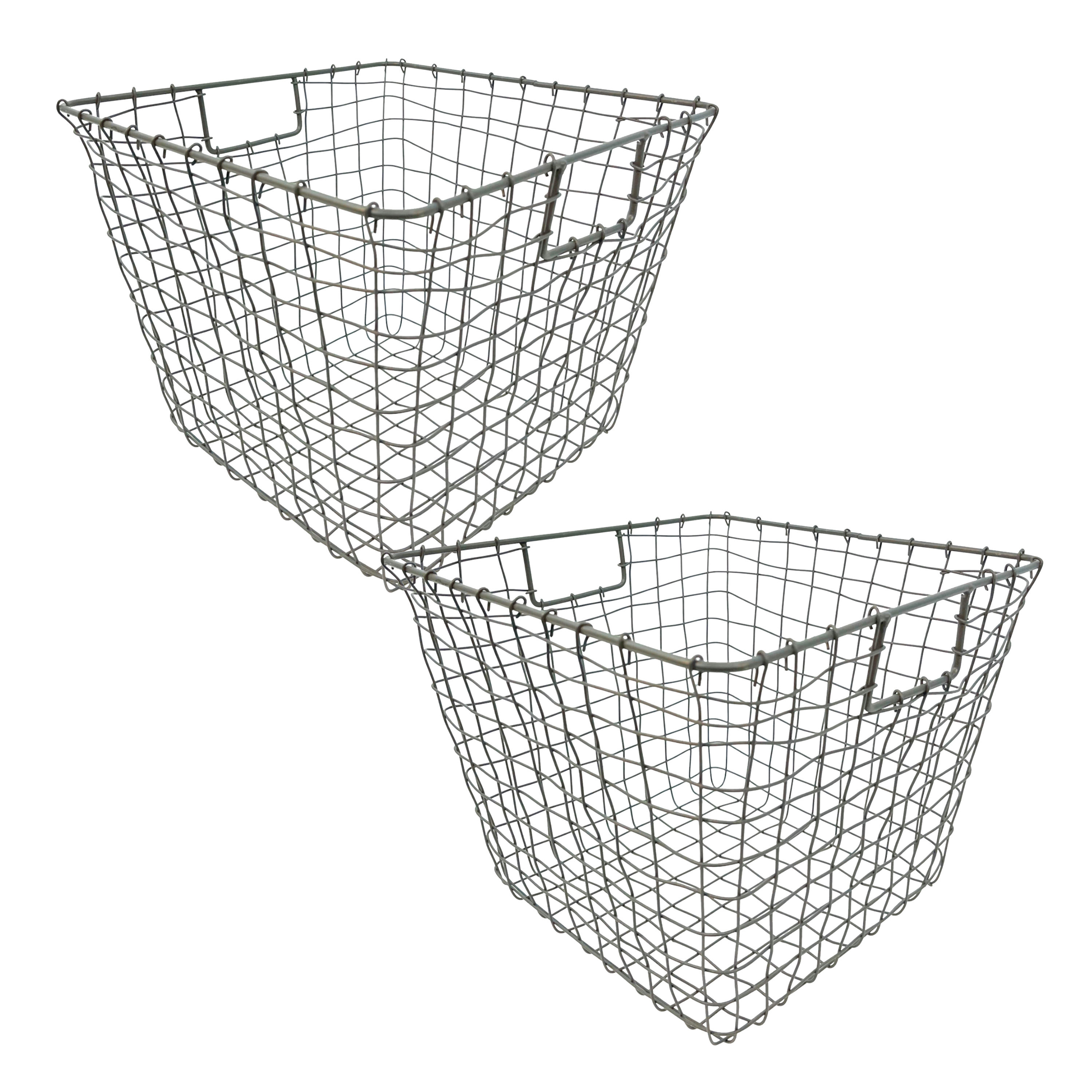 Williston Forge Rustic Grey Square Wire Basket Set/2 - Wayfair Canada