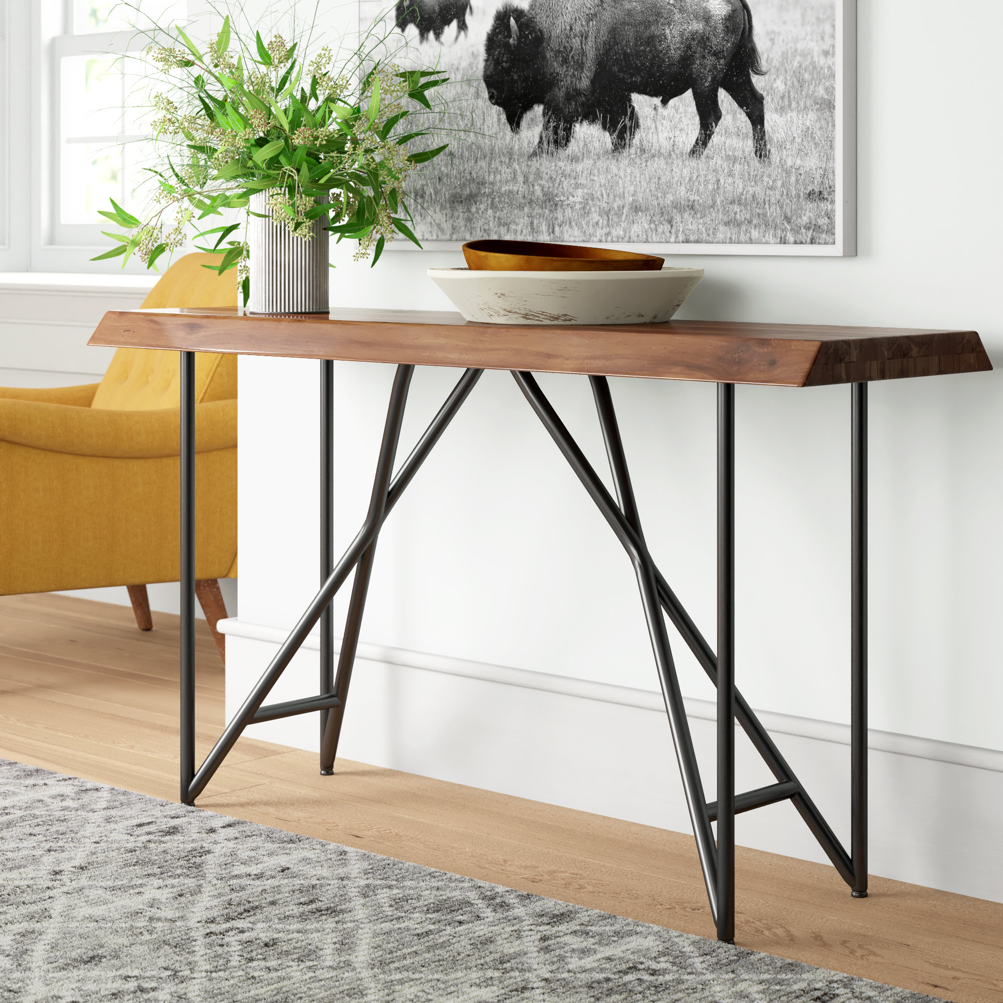 Mistana™ Migdalia Live Edge Sofa/Console Table, Light Walnut & Reviews ...