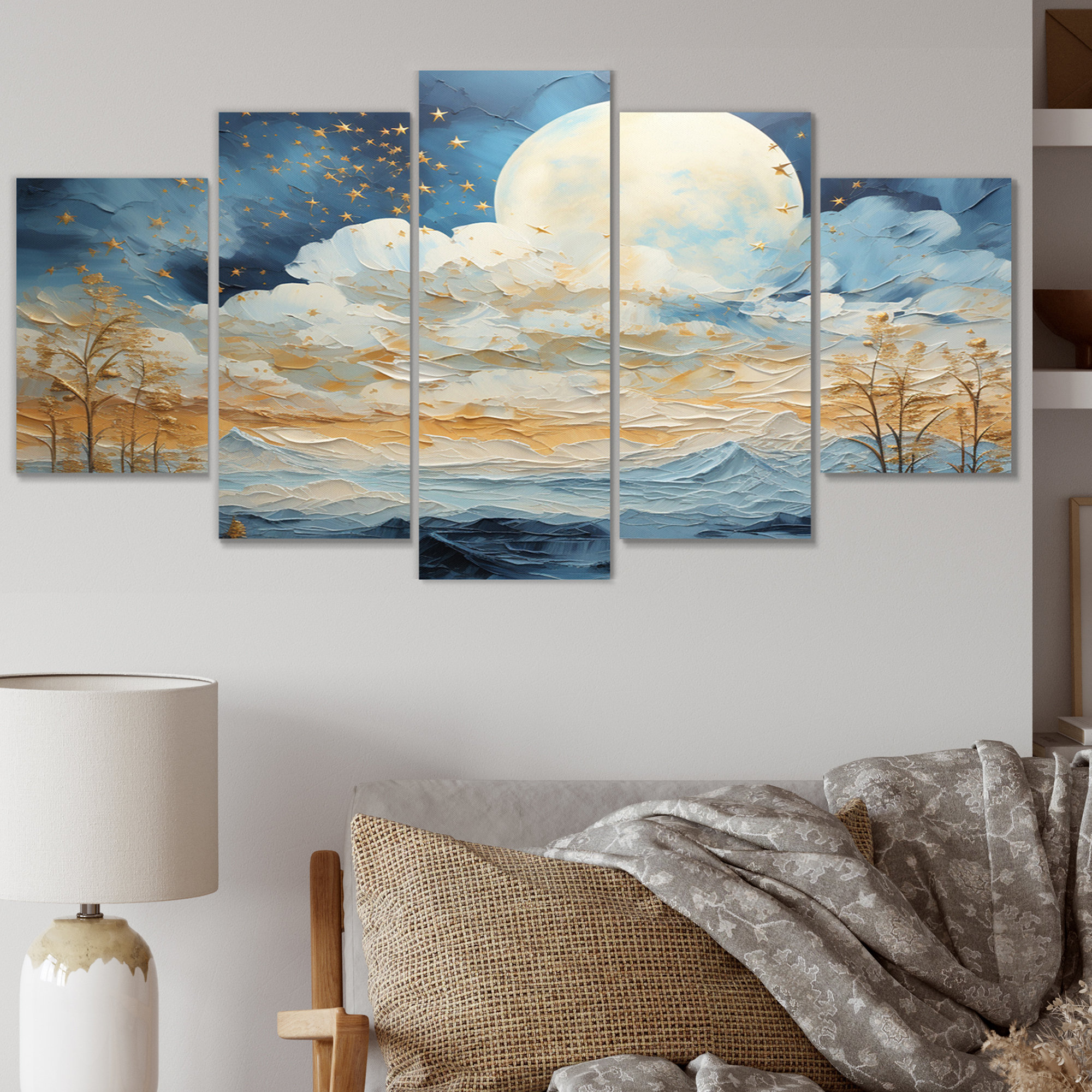 Design Art Clouds Celestial Wisp Patchwork - Landscapes Metal Wall ...