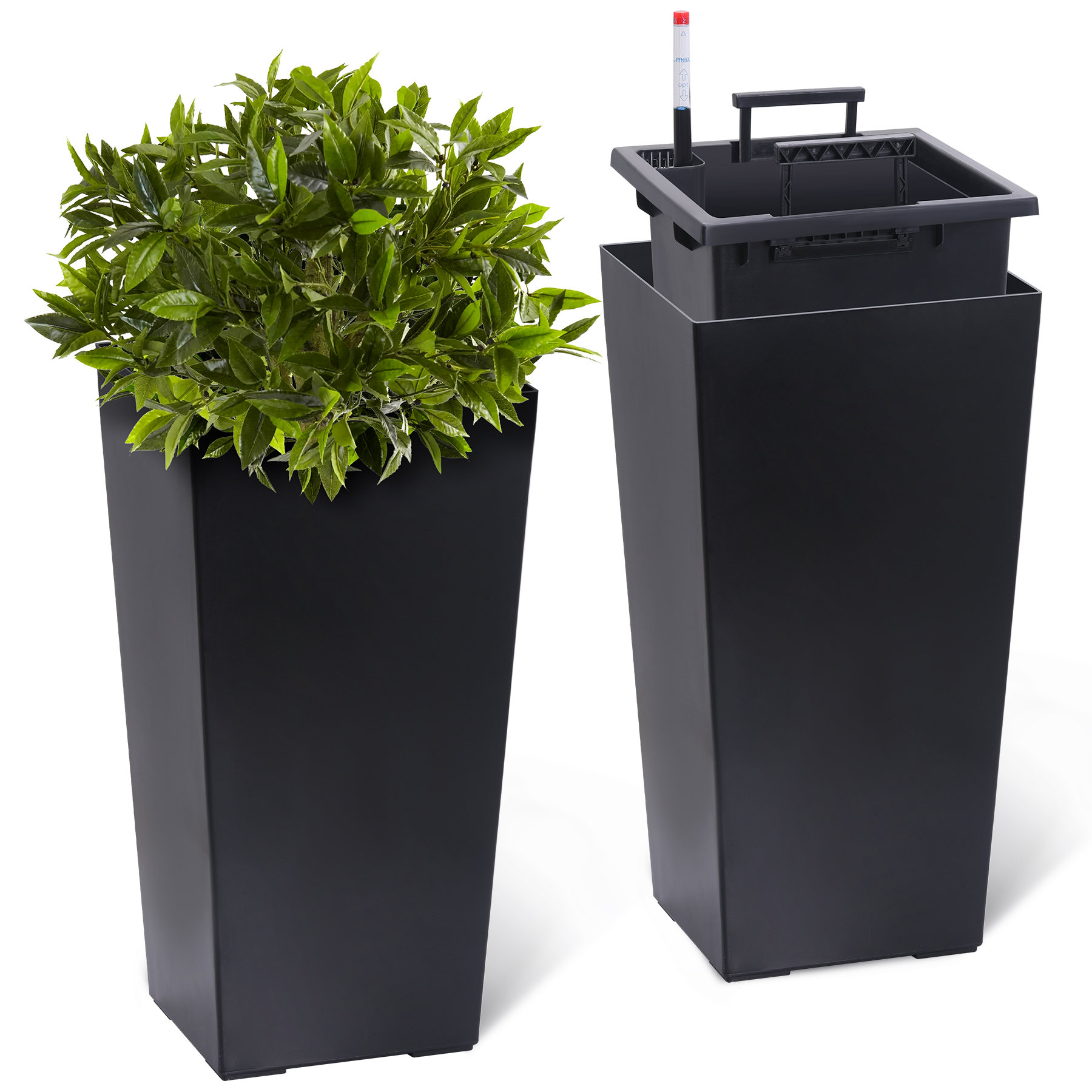 Ebern Designs 22.5 Inch Tall Rectangular Planters Set of 2 Large Modern ...