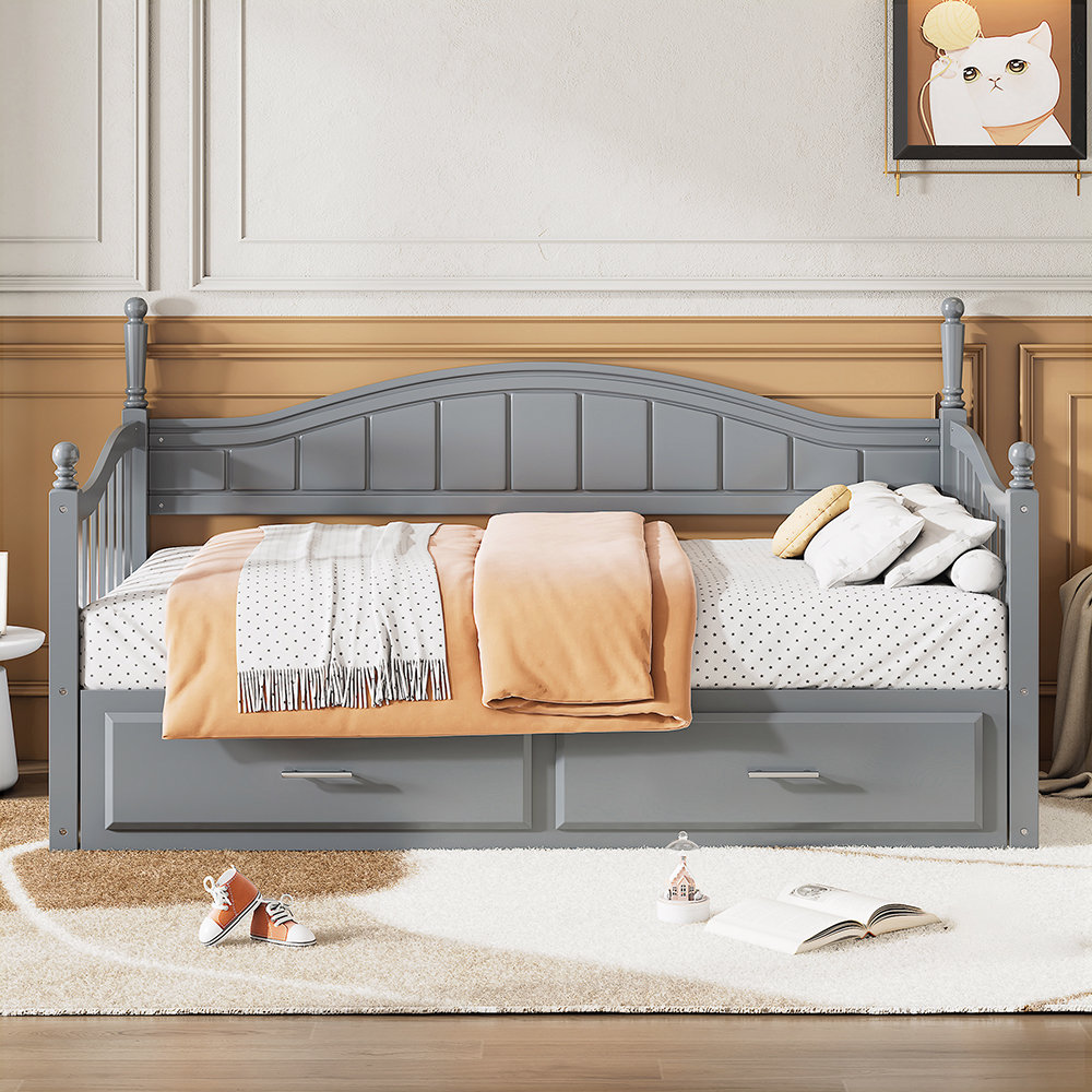 Hokku Designs Wooden Extendable Daybed with Trundle and Two Storage ...