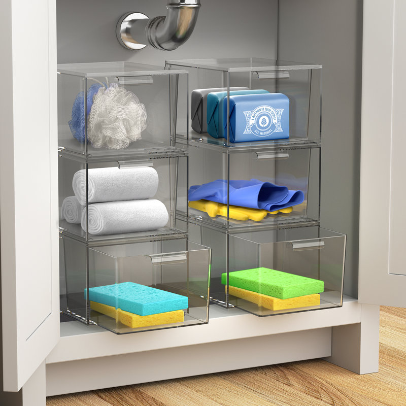 Sorbus 8 Pack Clear Stackable Acrylic Kitchen and Bathroom Drawer ...