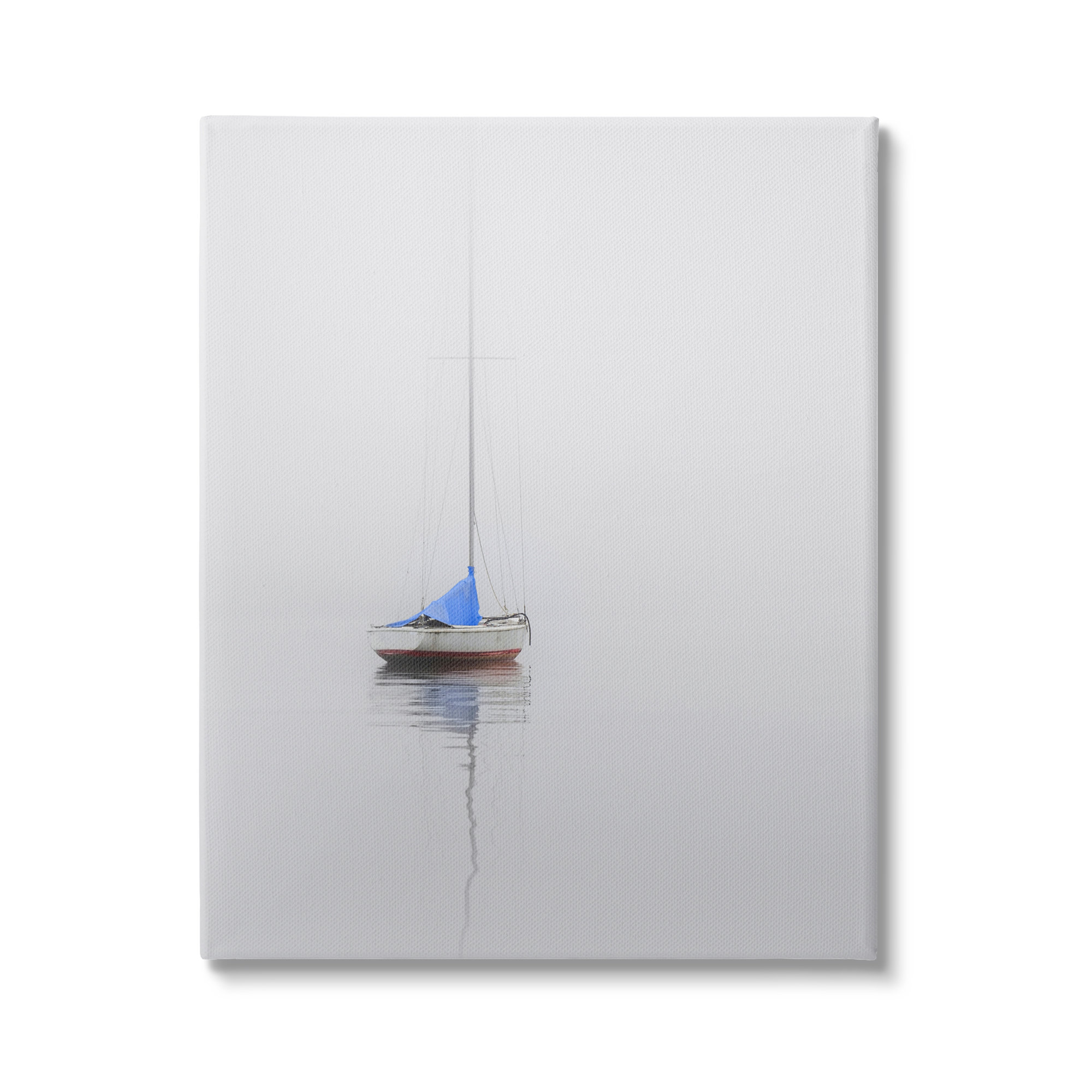 Stupell Industries Drifting Boat Grey Ocean Reflection Floater Canvas ...