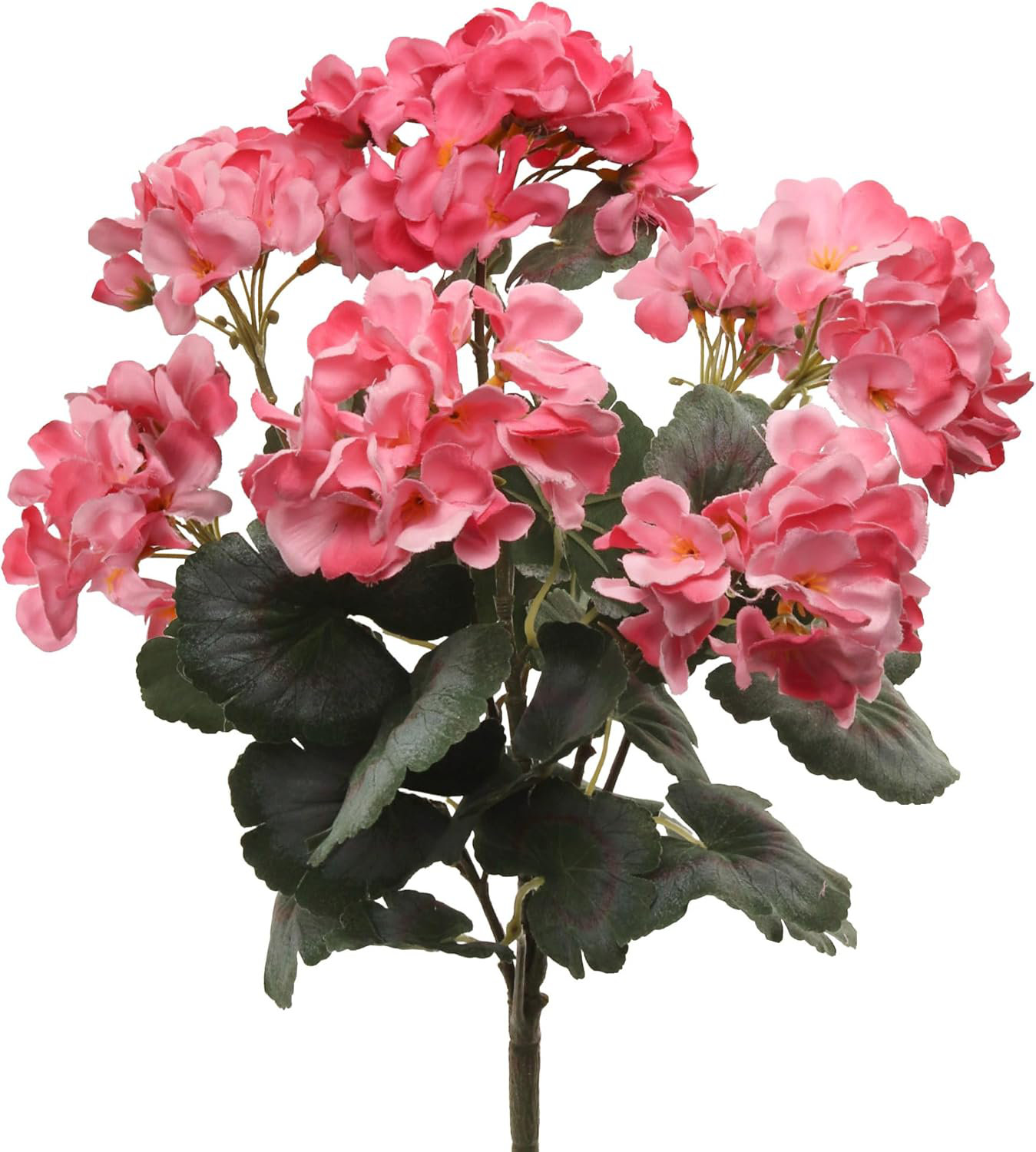Primrue 18" Real Touch Vibrant Pink Geranium Bush With 7 Fronds ...