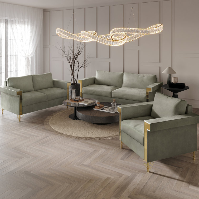 Mercer41 Snaresbrook 3 - Piece Velvet Living Room Set & Reviews | Wayfair