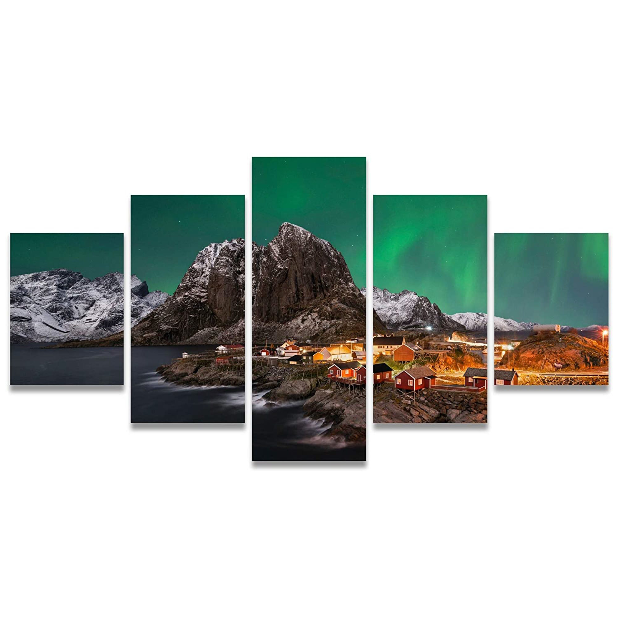 SIGNLEADER Large Canvas Wall Art Hamnoy Nothern Lights Pictures Modern ...