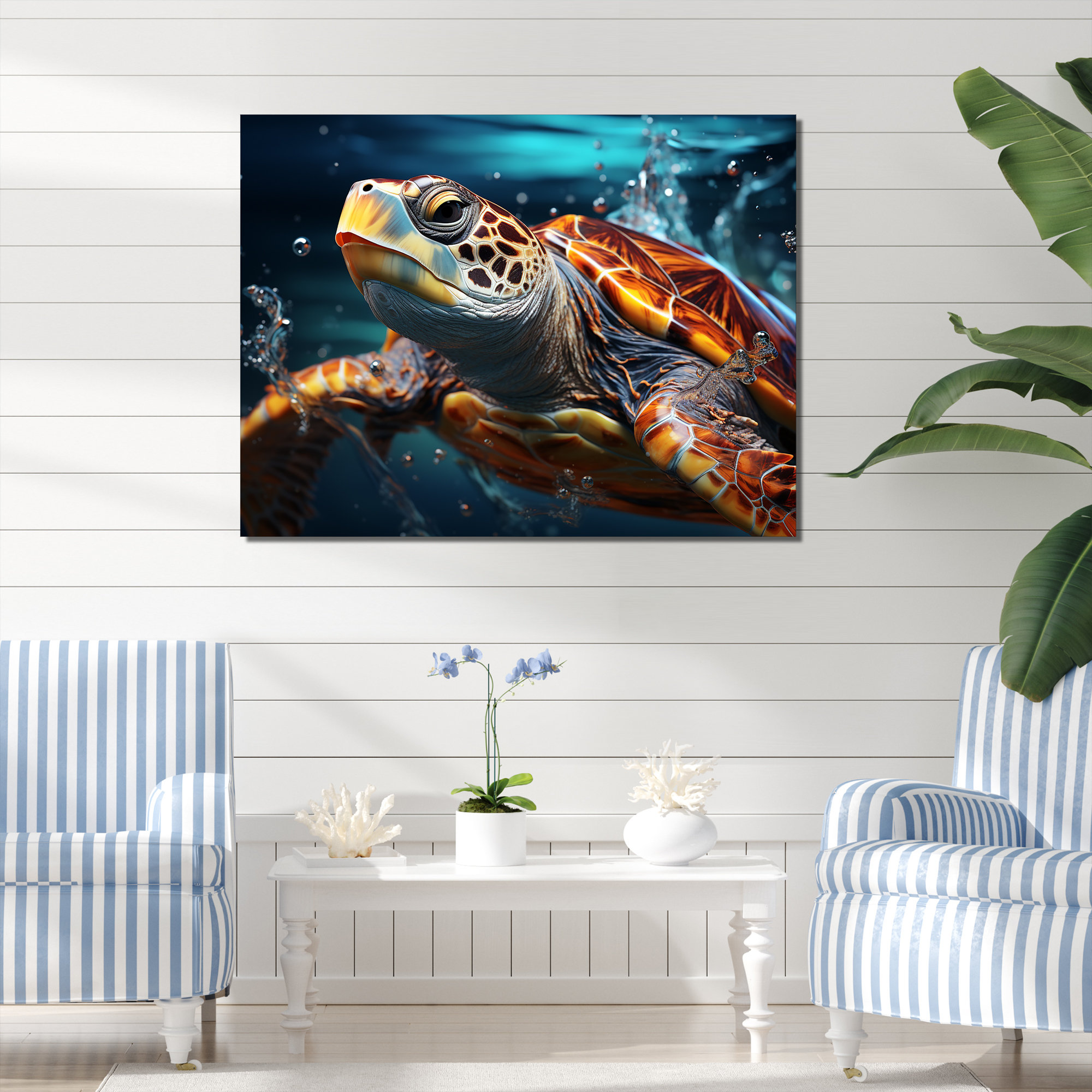 Design Art Abstract Representation Of A Turtles Swim I On Canvas Print ...