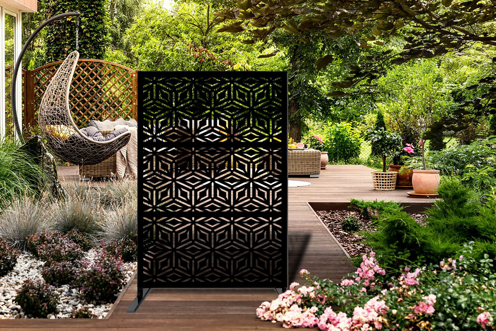 e-Joy 6.5 ft. H x 4 ft. W Metal Privacy Screen & Reviews | Wayfair