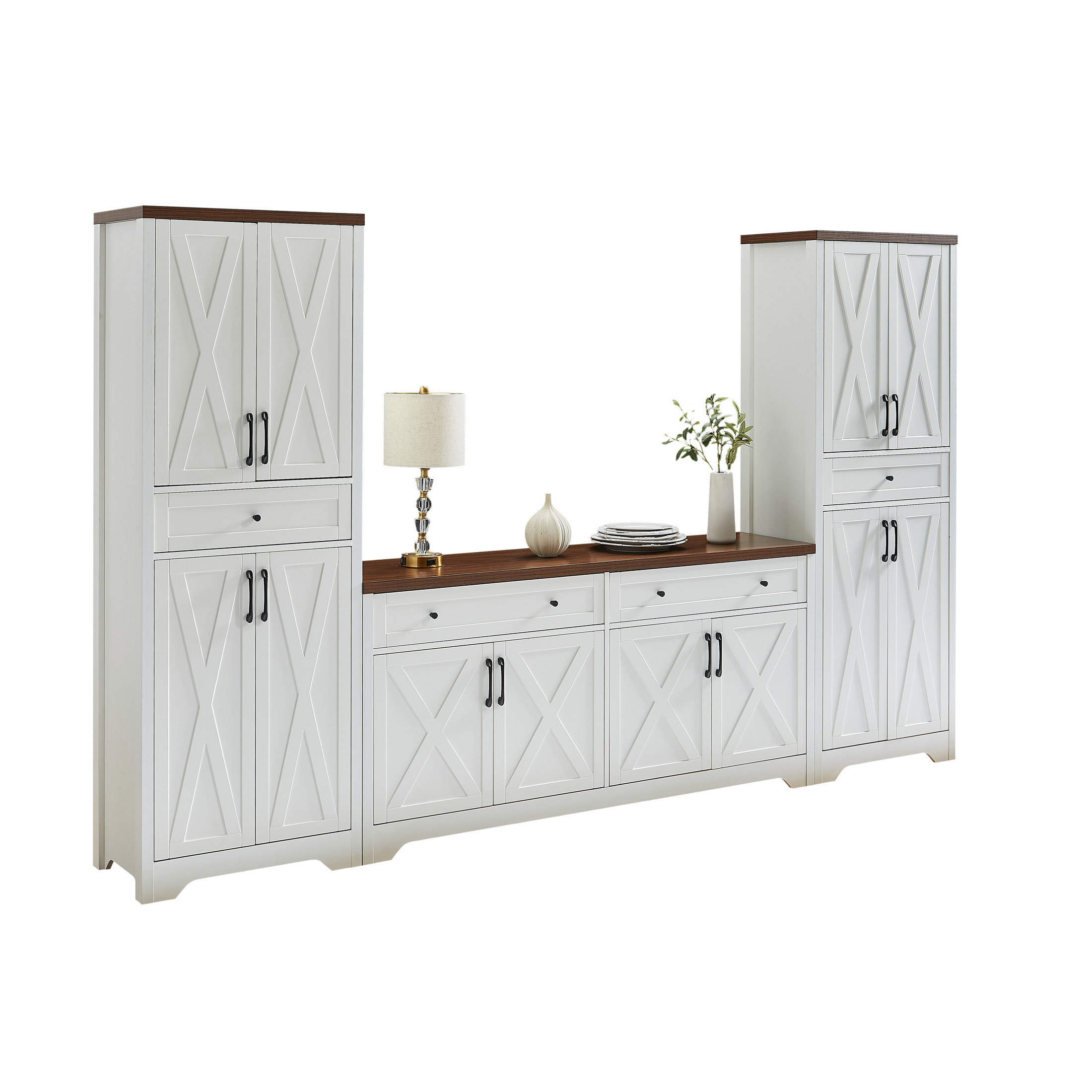 Wildon Home® TV Cabinet Set Multifunctional TV Wall, One TV Cabinet and ...