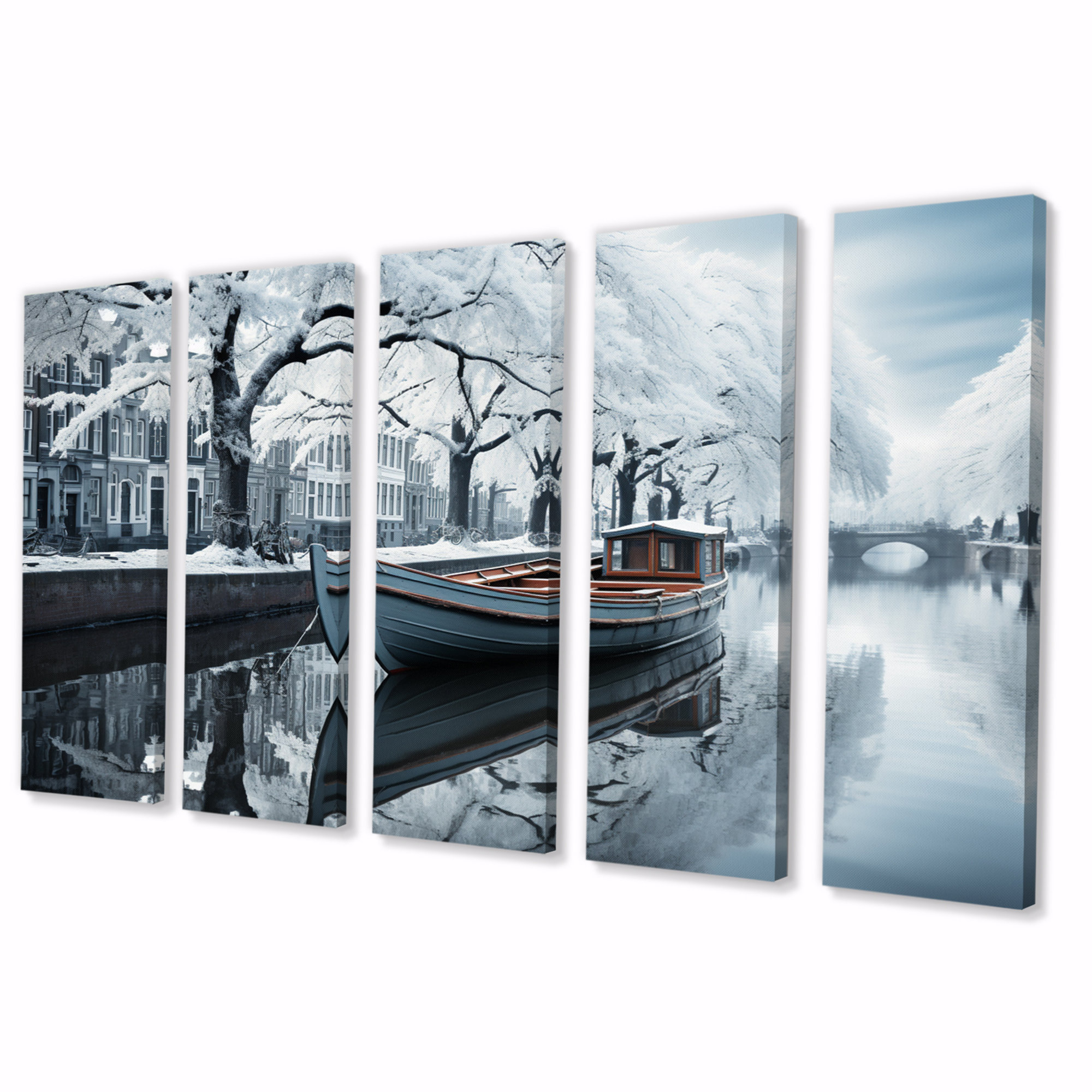 Design Art White Canal Historic Waterway Slate - Canals Canvas Wall Art ...