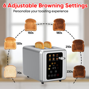 WHALL 2-Slice Stainless Steel Touch Screen Toaster with Digital Timer ...