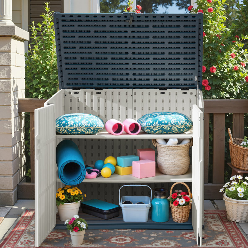 Devoko Outdoor Resin Slant Roof Storage Shed With Double Doors | Wayfair