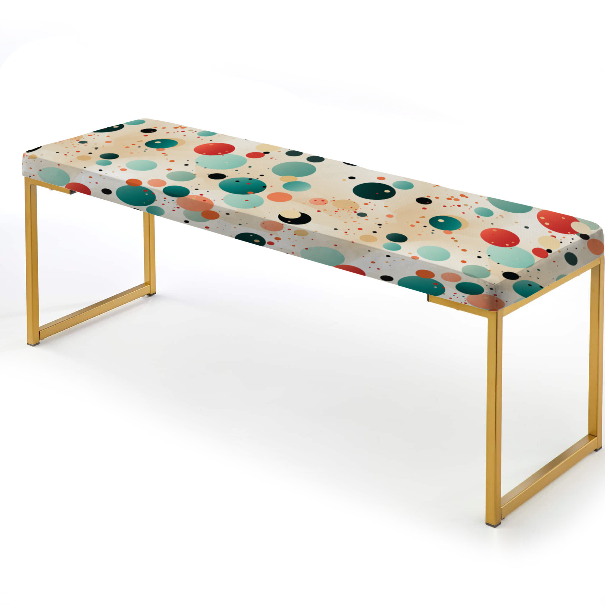 Design Art Global Polka Dot - Polka Dots Upholstered Gold Bench | Wayfair