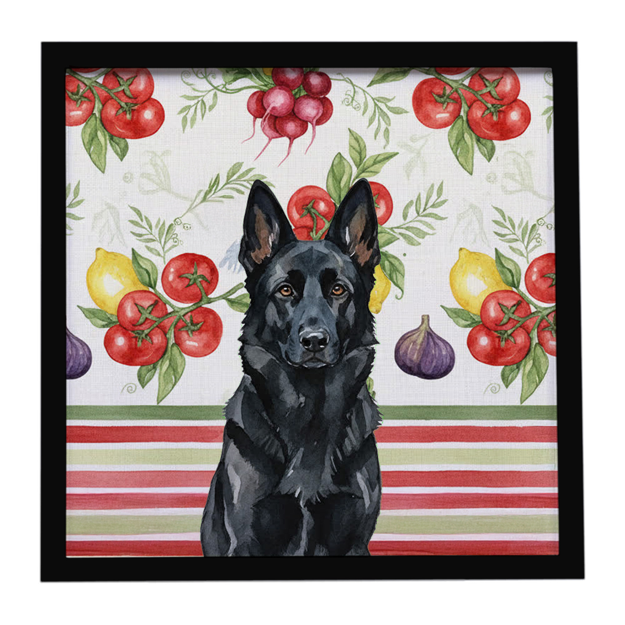 Caroline's Treasures Black German Shepherd Vegetables Framed Metal ...