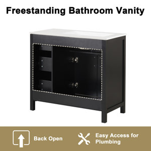 Tandoori 36" Bathroom Vanity with Sink Top, Bathroom Vanity Cabinet ...