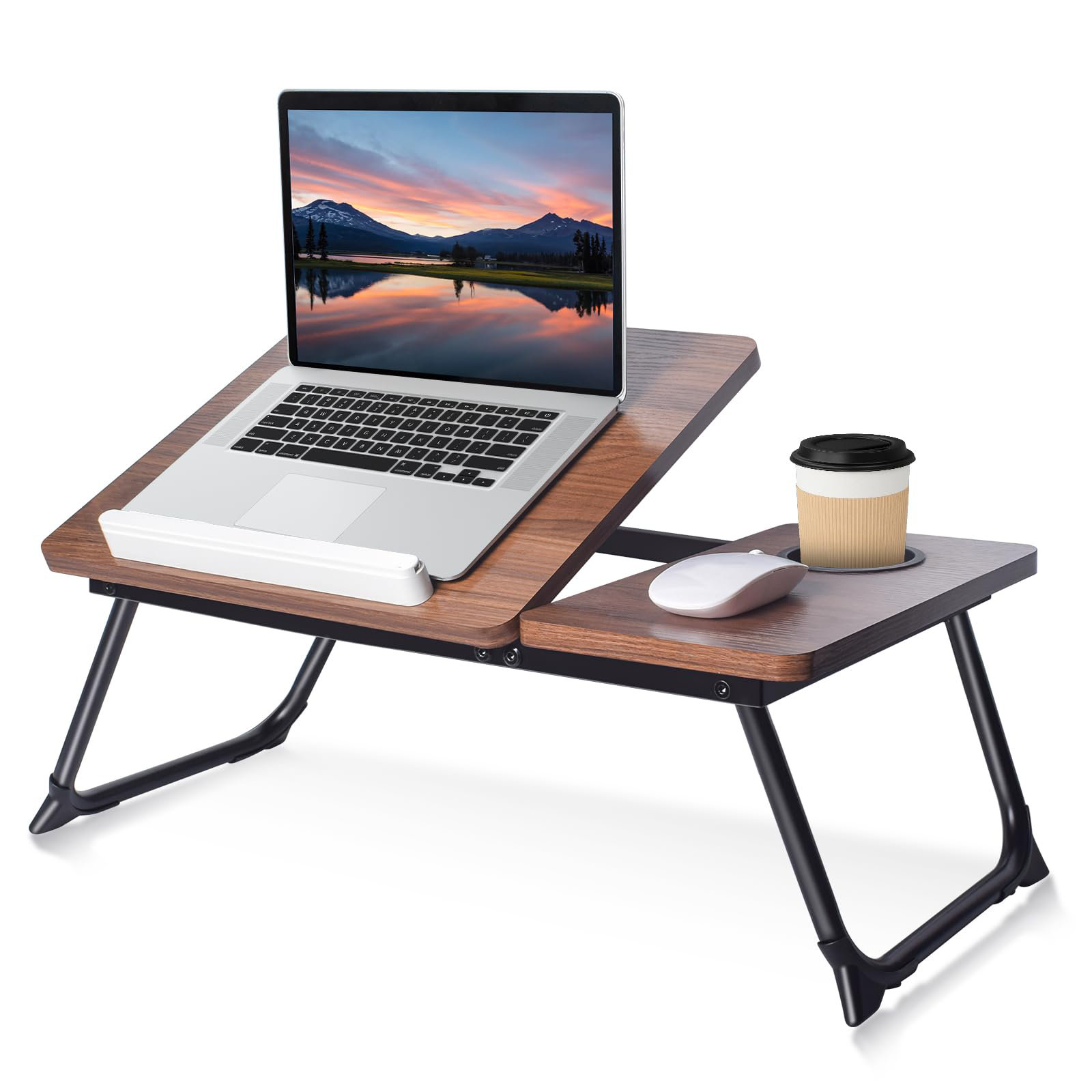 Inbox Zero Adjustable Wooden Lap Desks For Bed, Desk With Built-In Cup ...