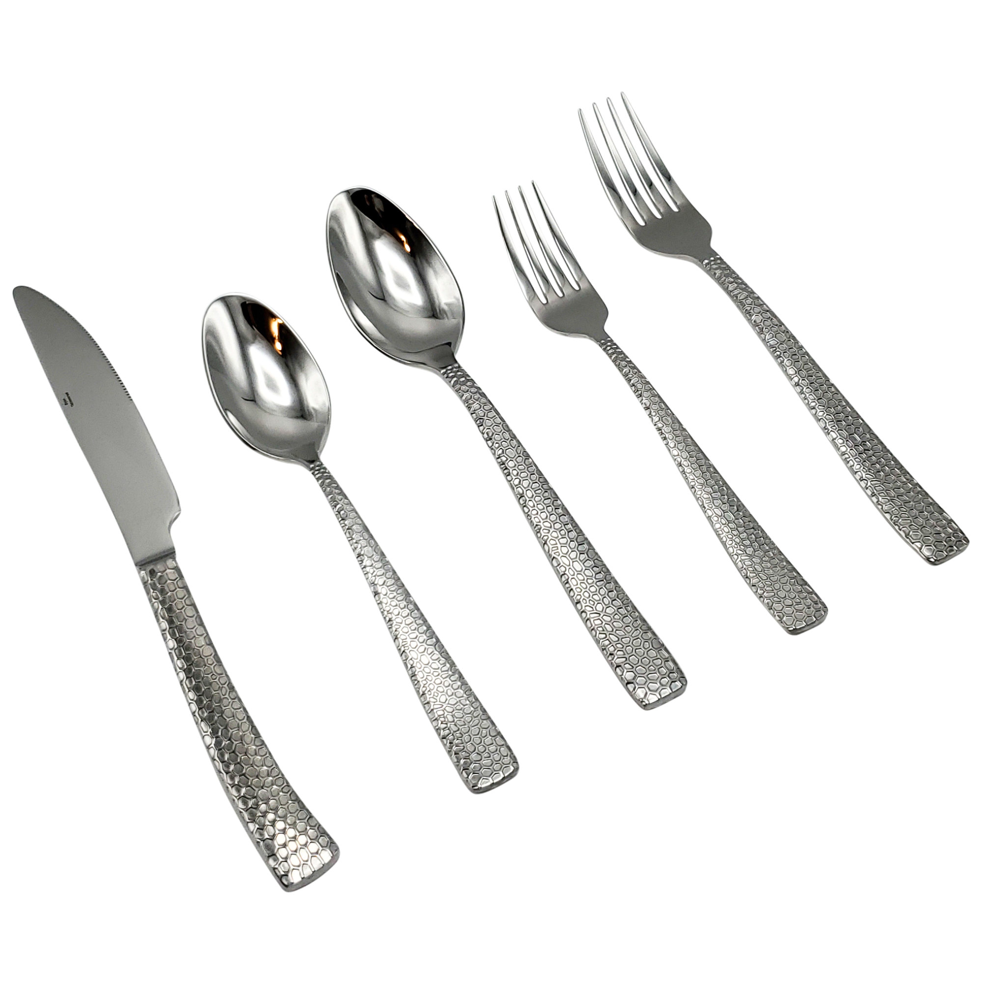 Elyon Tableware Elyon Crown Hammered Reflective Silver 20-piece ...