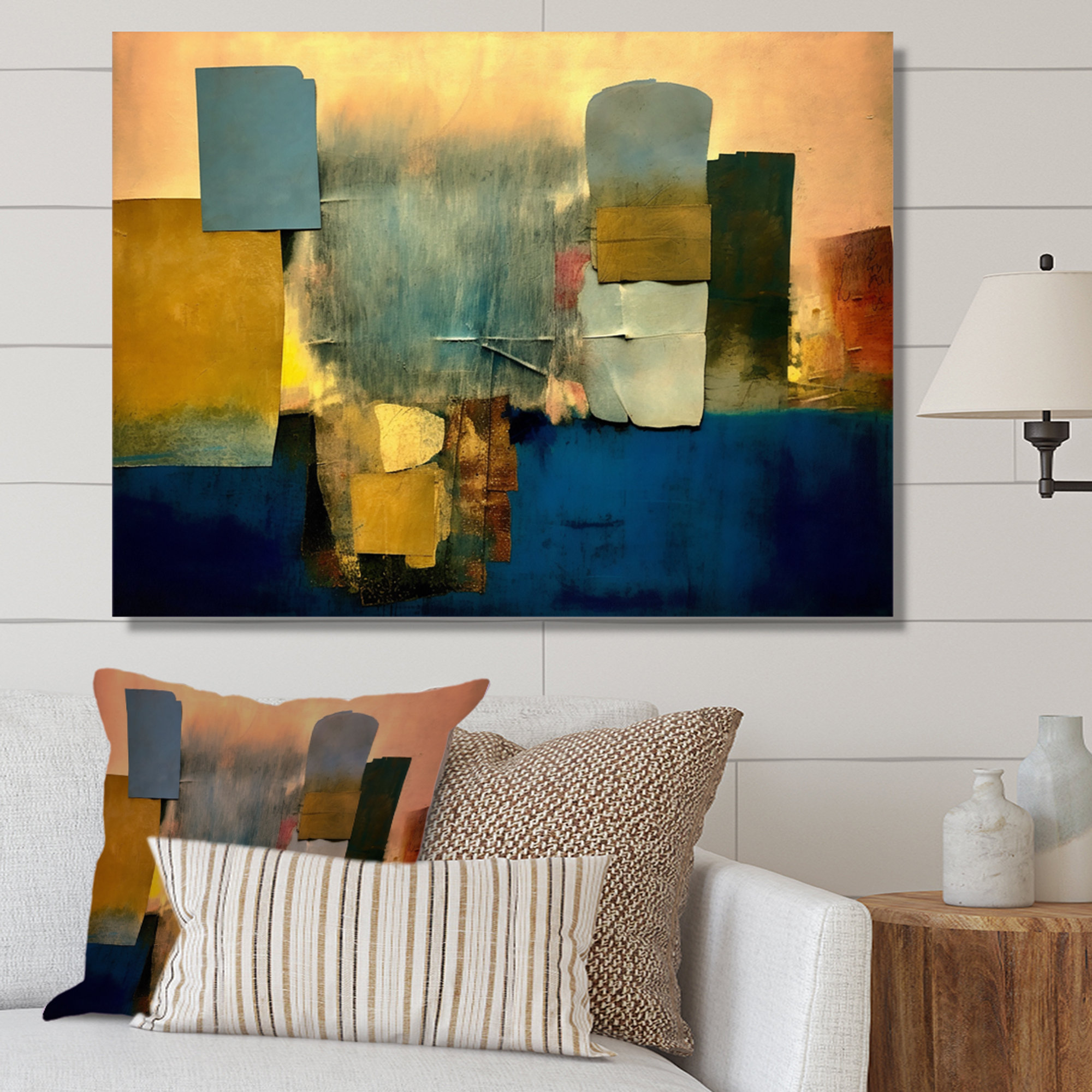 Wrought Studio™ Sunrise Over City Retro Cubist Colourfields - Abstract ...
