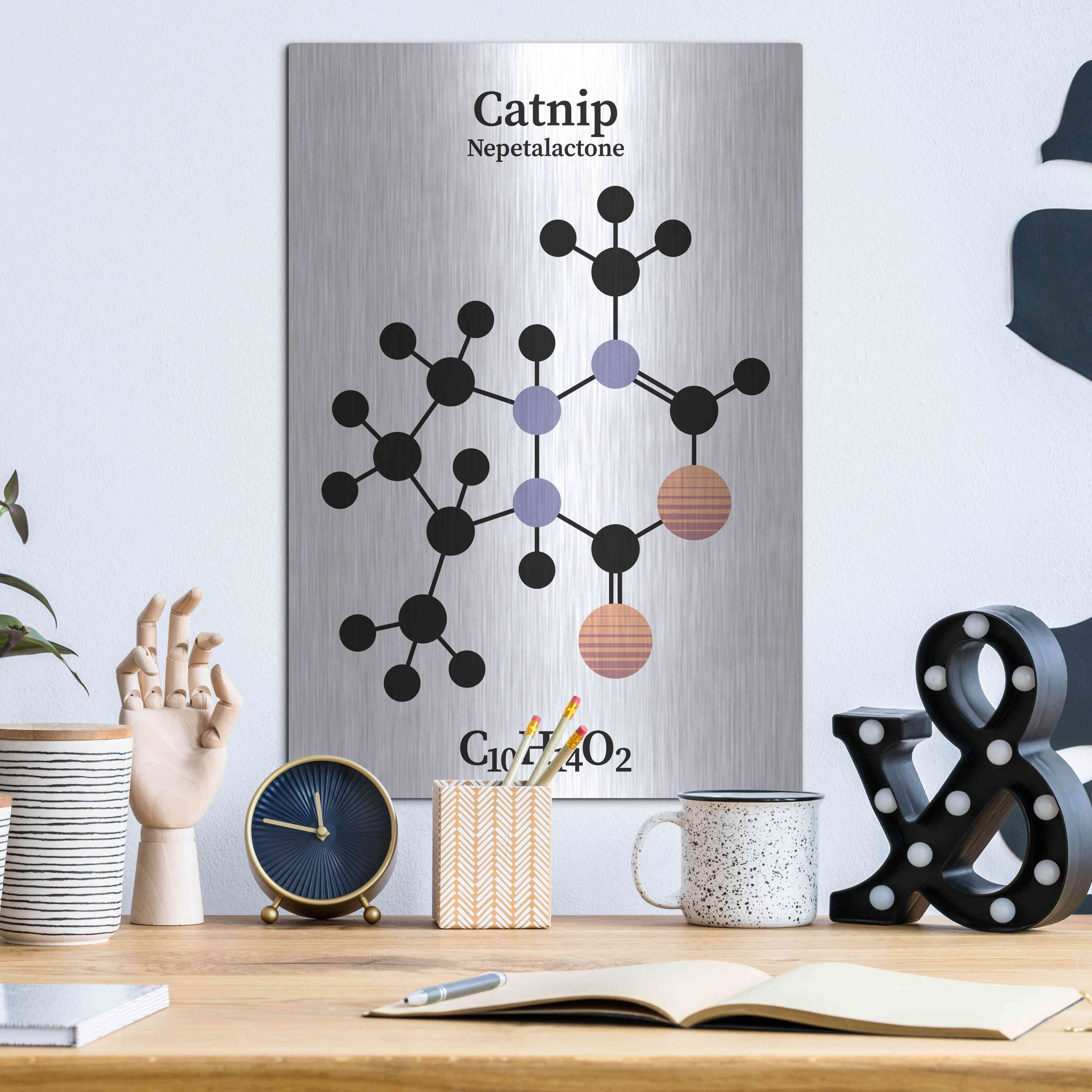 Ebern Designs 'Catnip Molecule' by Luxe Portfolio, Metal Wall Art | Wayfair
