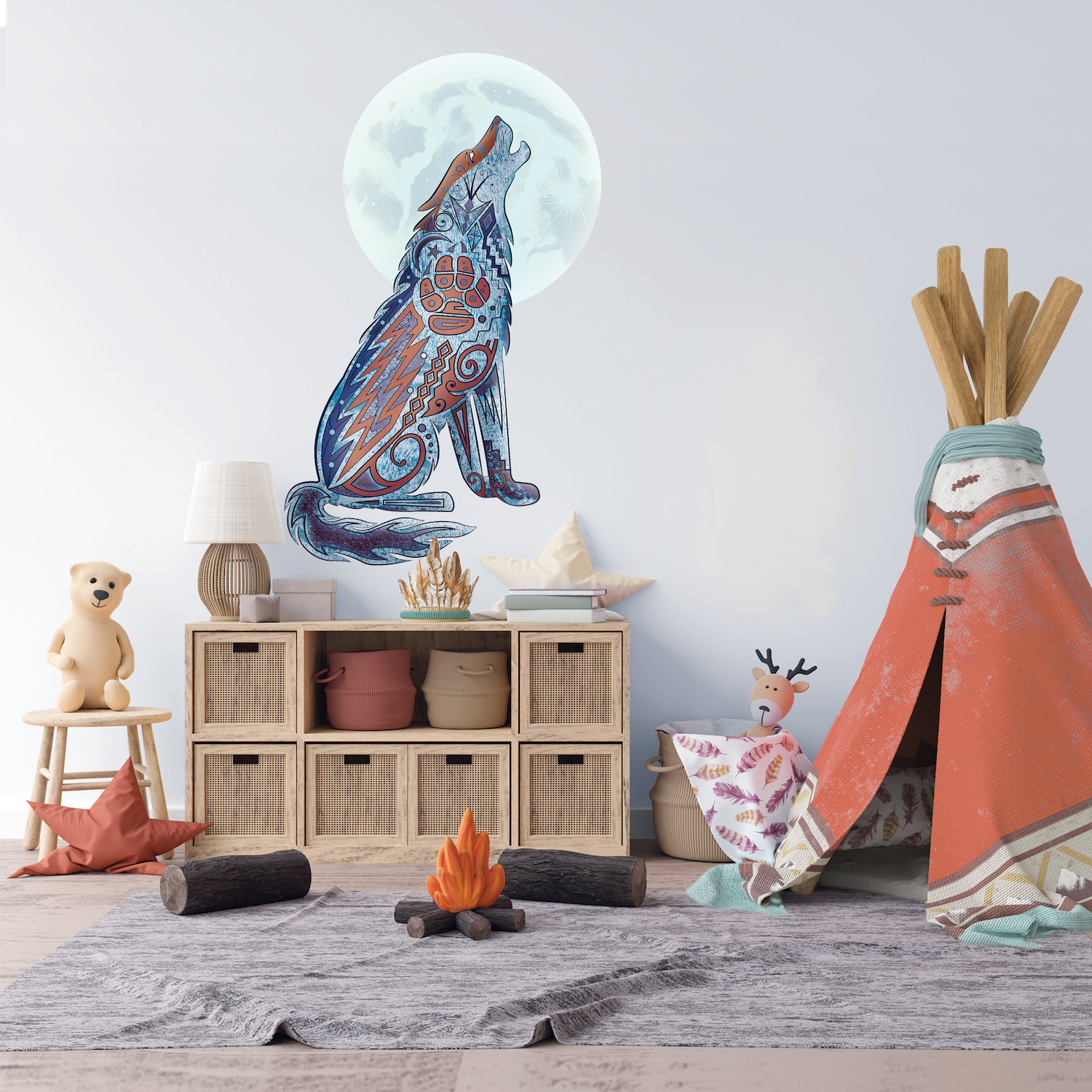 Loon Peak Southwestern Wolf Wall Decal, Native American Art, Removable ...