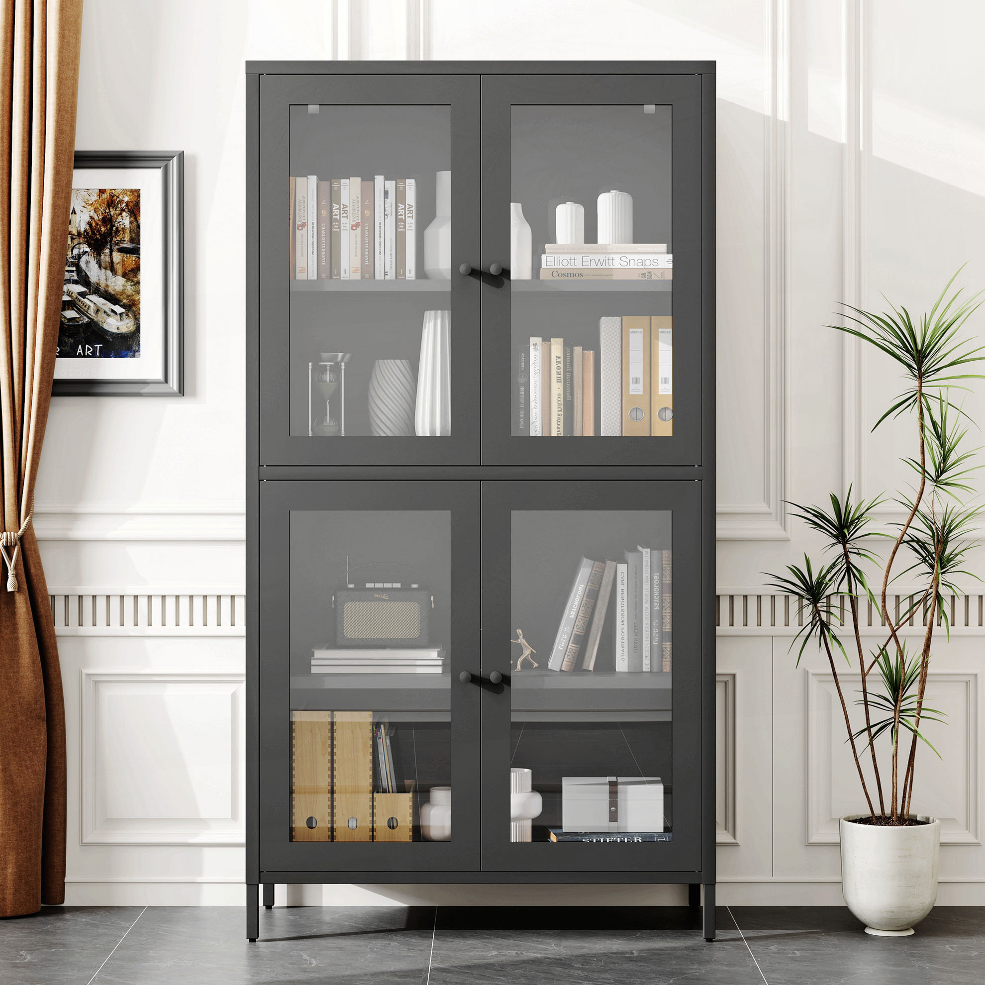 Latitude Run® Classic Metal Storage Bookcase Display Bookcase With 4 ...