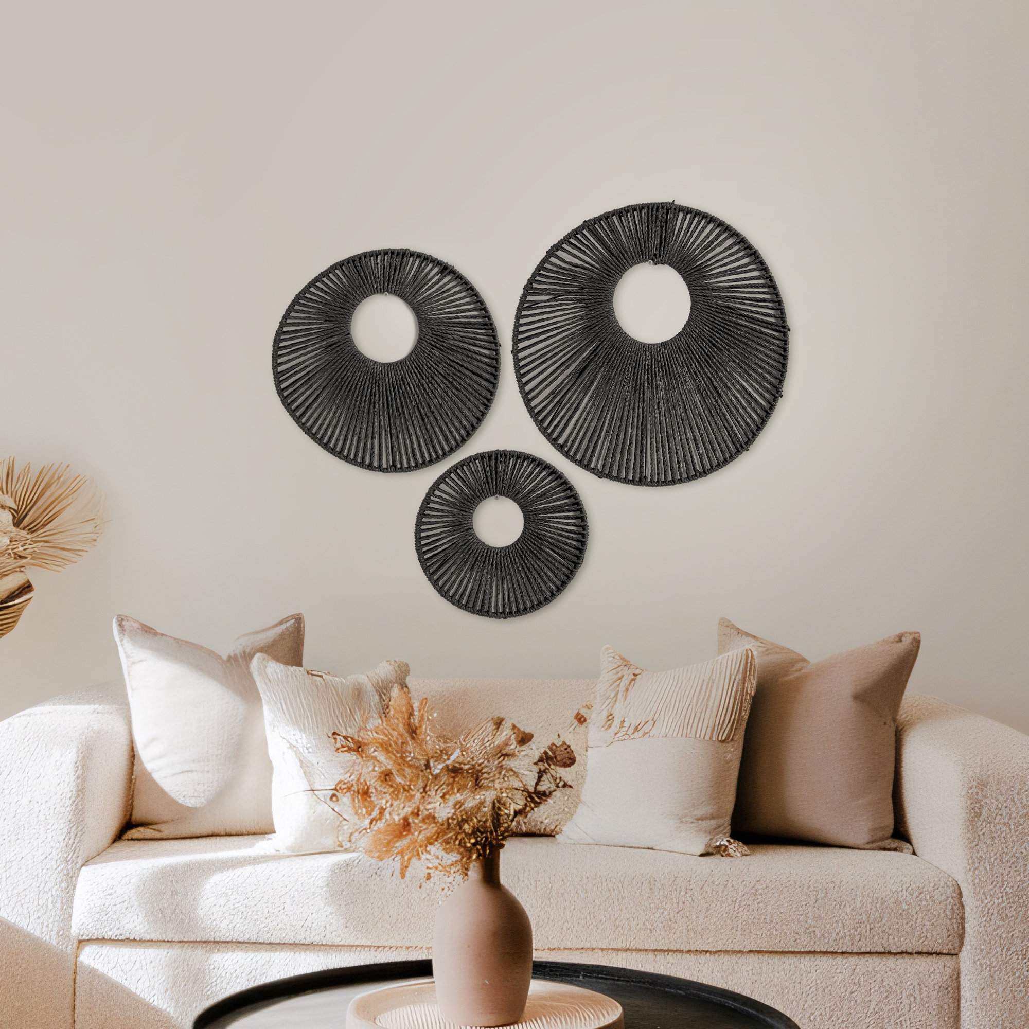 Dakota Fields Molly Round Paper Rope Wall Decor Set of 3 | Wayfair