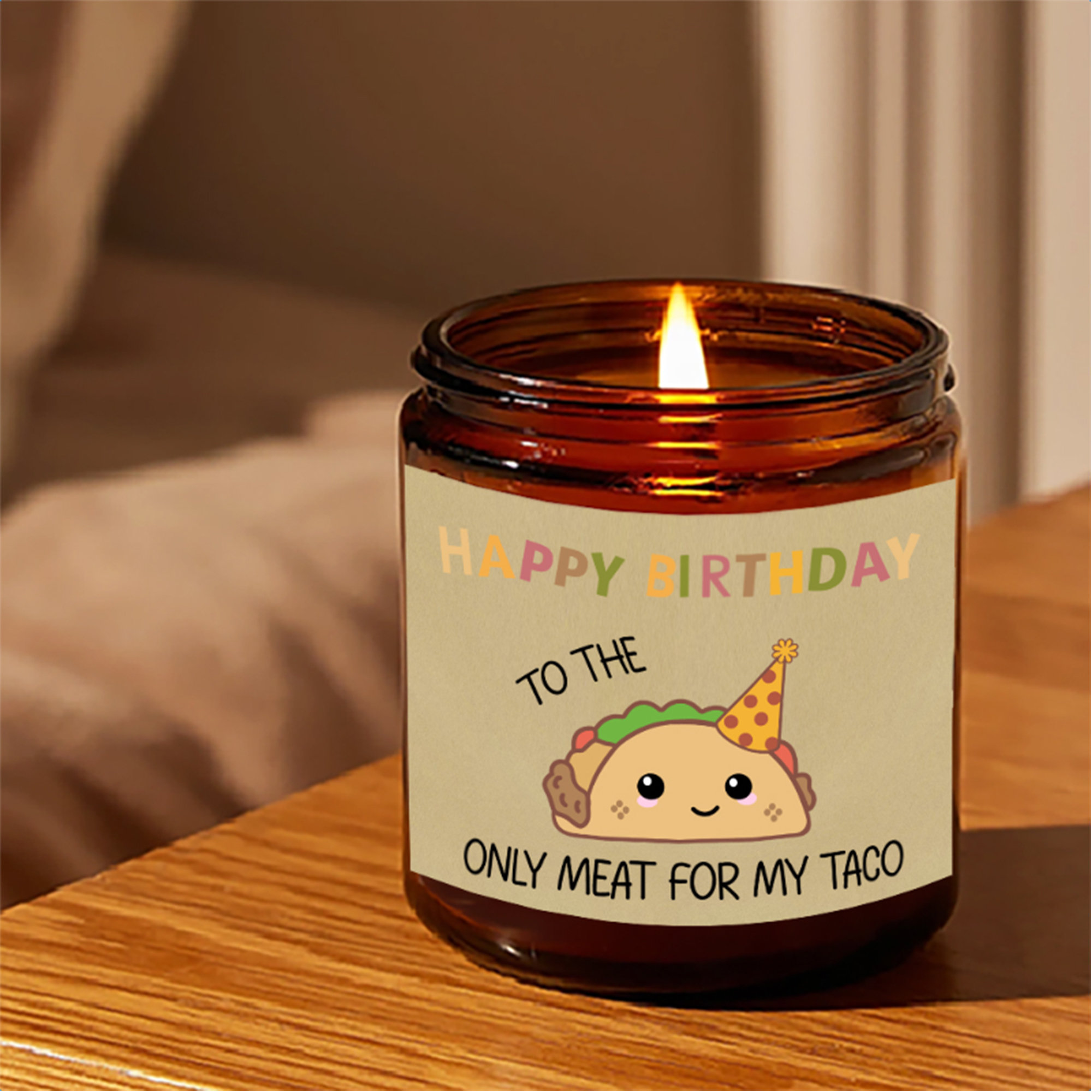 The Party Aisle™ Happy Birthday Funny Taco-Scented Soy Candle Perfect ...