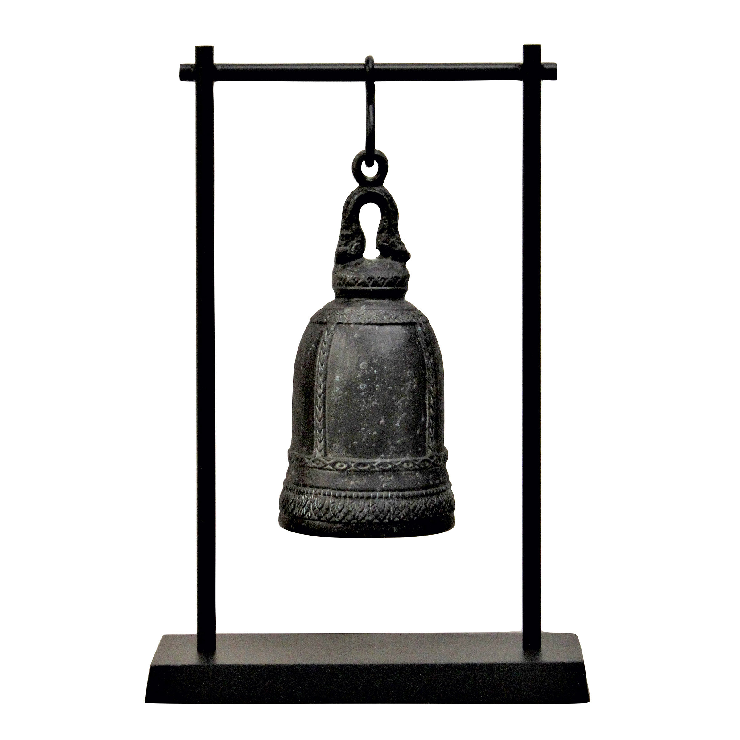 Bungalow Rose Navindra Antique Bell - Matte Verdigris - Matte Black ...