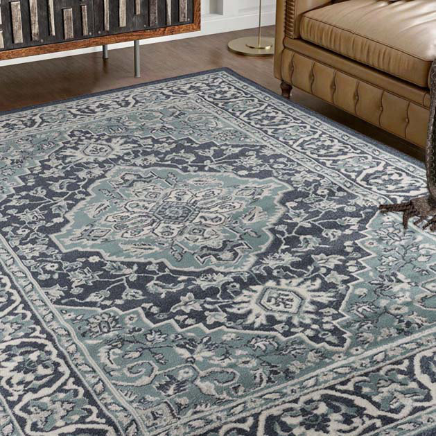 Astoria Grand Dowland Performance Dark Blue Rug & Reviews | Wayfair