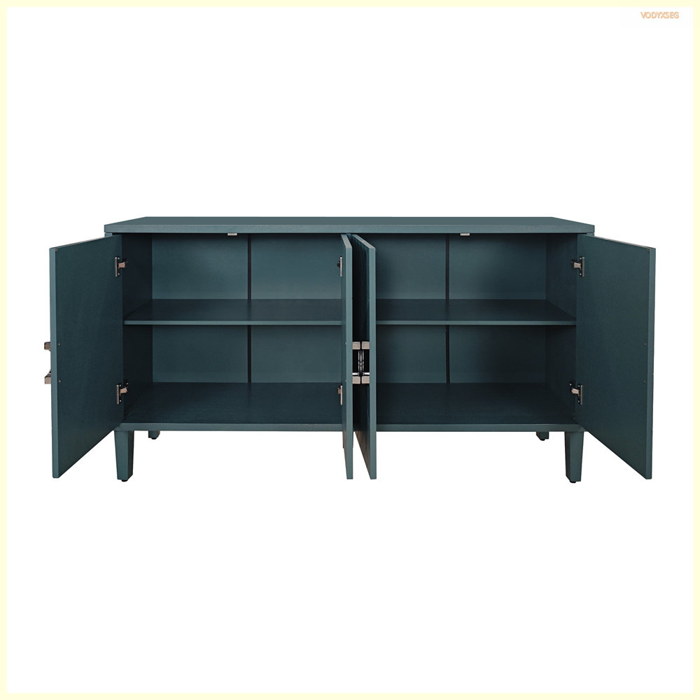 Latitude Run® Stylish and Functional 4-Door Storage Cabinet with Pine Legs and MDF, for Kitchen ...