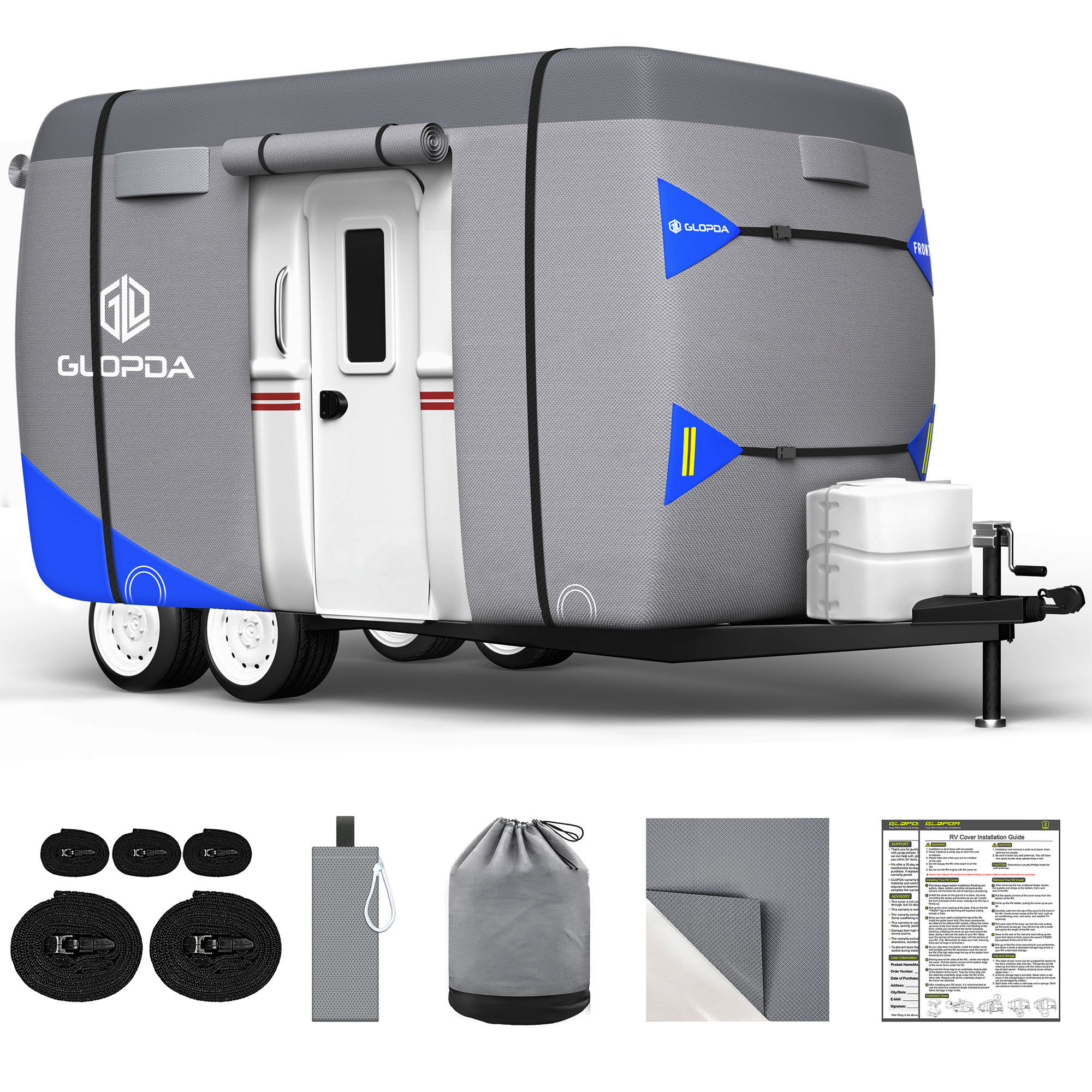 Furiphe Fiberglass Travel Trailer Cover Fits 8' - 16' Trailers, Anti ...