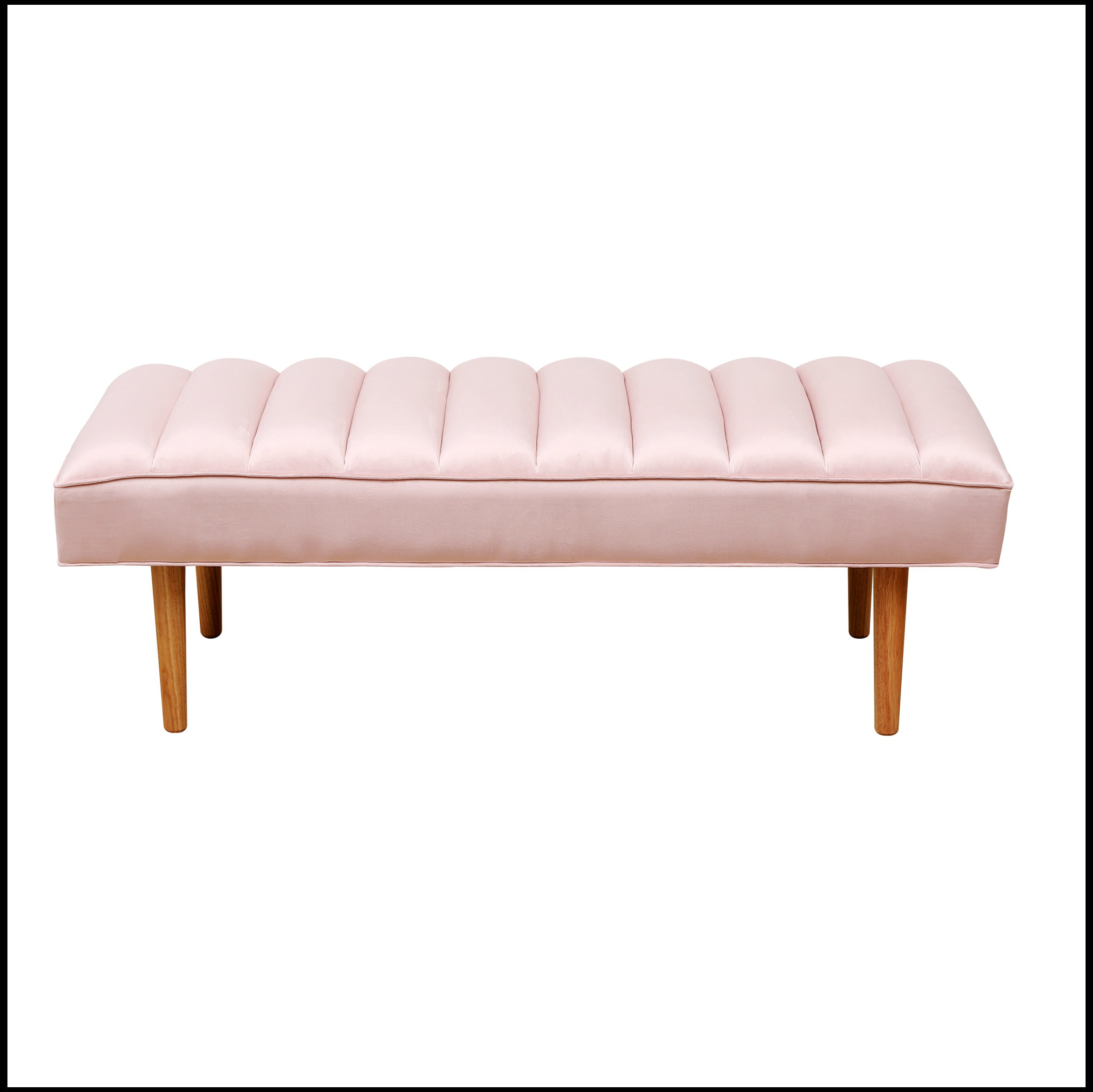 George Oliver Velvet Upholstered Bench Channel Tufted Bedroom Ottoman ...