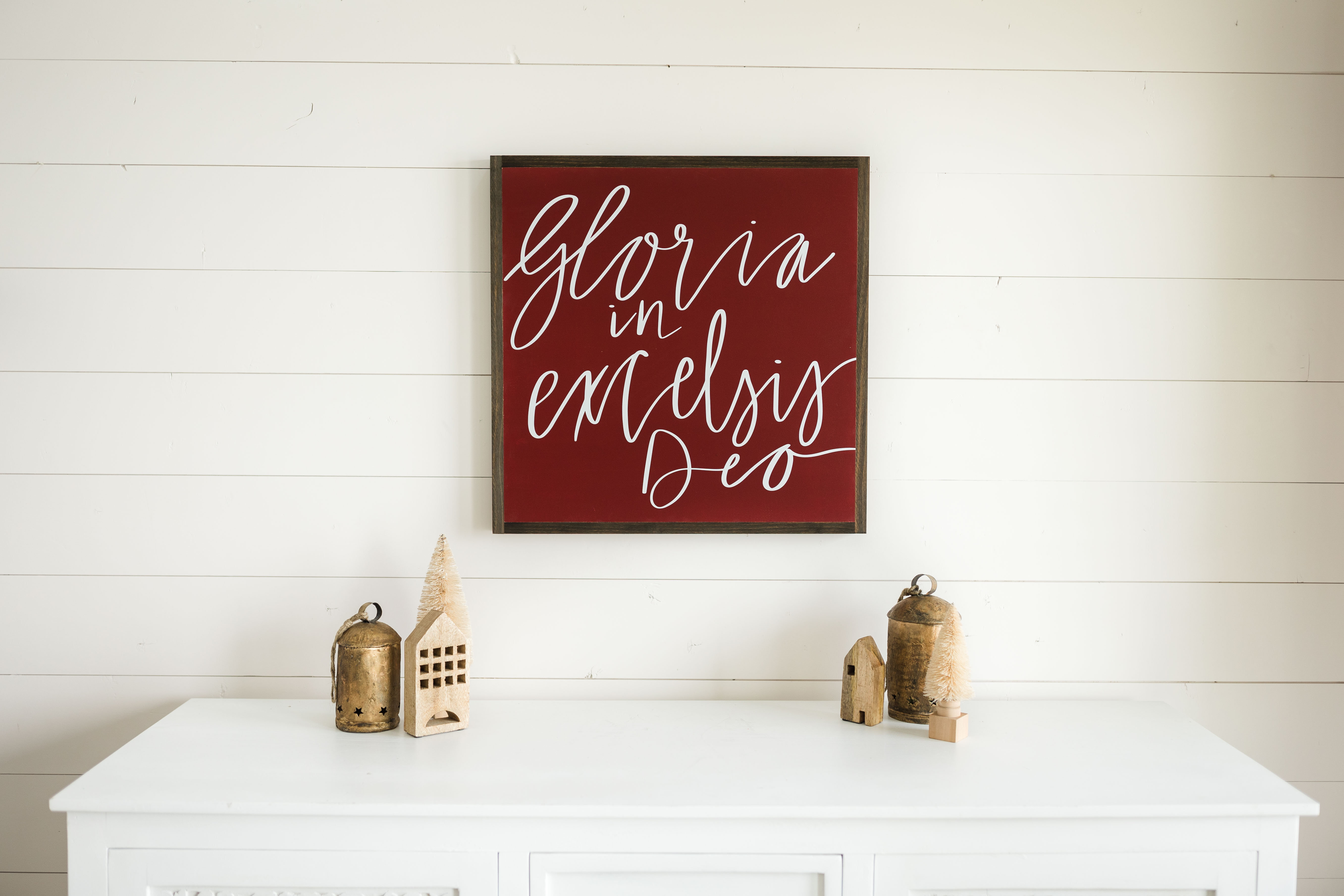 Trinx Gloria In Excelsis Deo Wood Framed Wall Art Sign | Wayfair