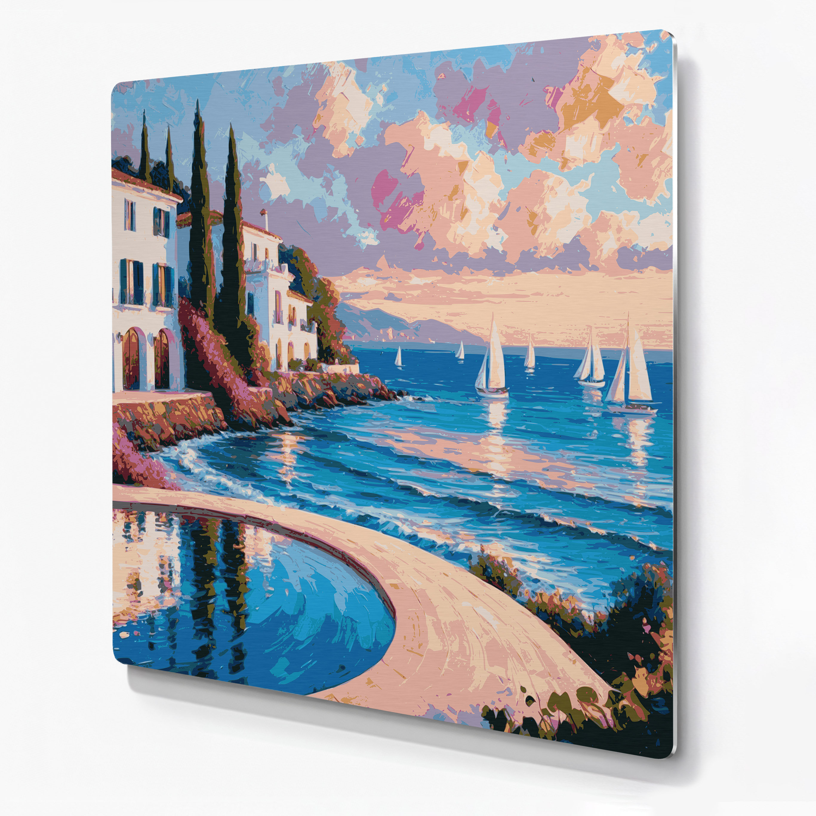 Longshore Tides Coastal Seaside Resort Beige Metal Wall Art | Wayfair