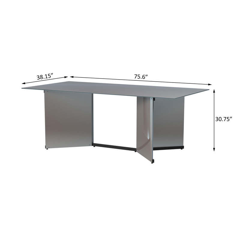 Wrought Studio™ 76-inch Rectangular Mirrored Dining Table Silver | Wayfair