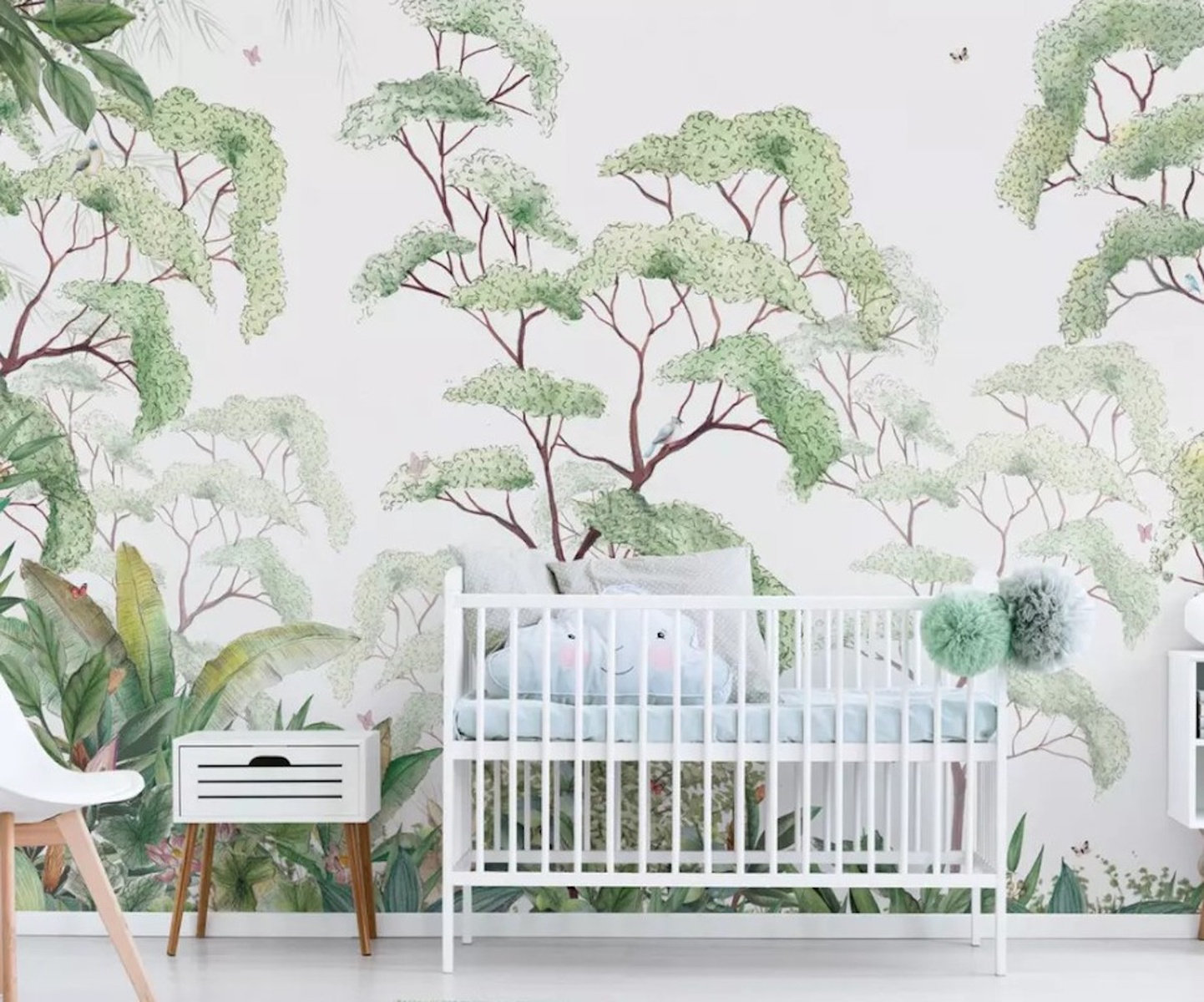 Winston Porter Forest Green Tropical Tree Removable Wallpaper | Wayfair