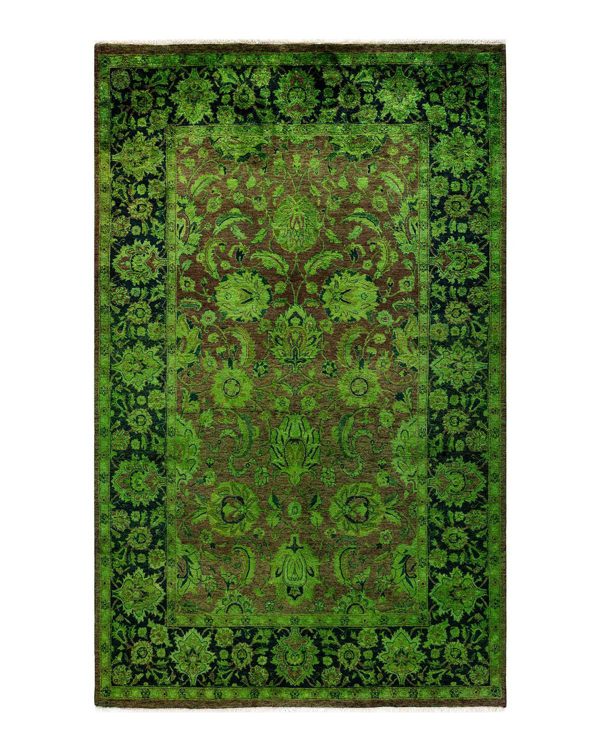 lime green patterned rug