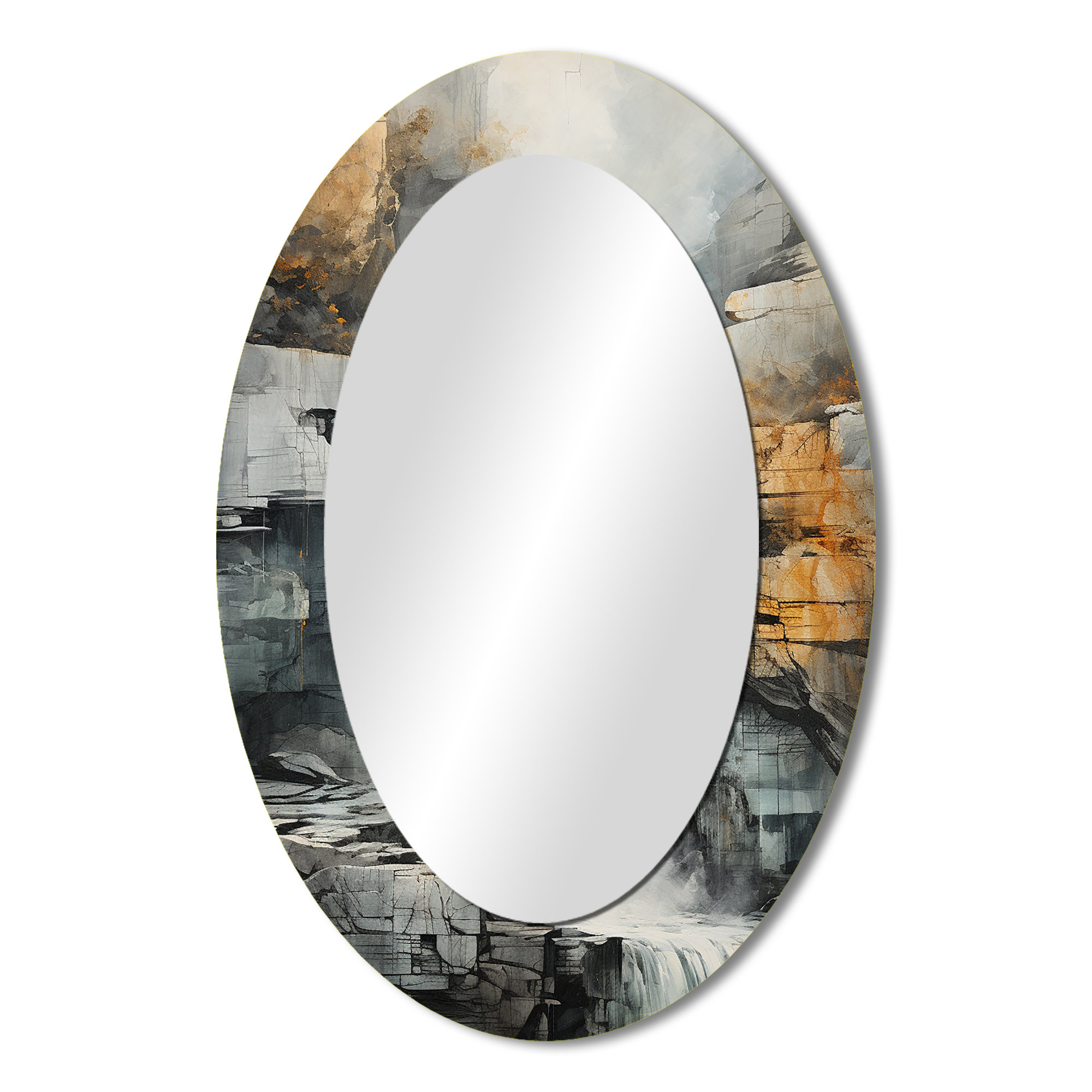 Red Barrel Studio® Waterfall Cliff Adventure - Gray Traditional Oval ...