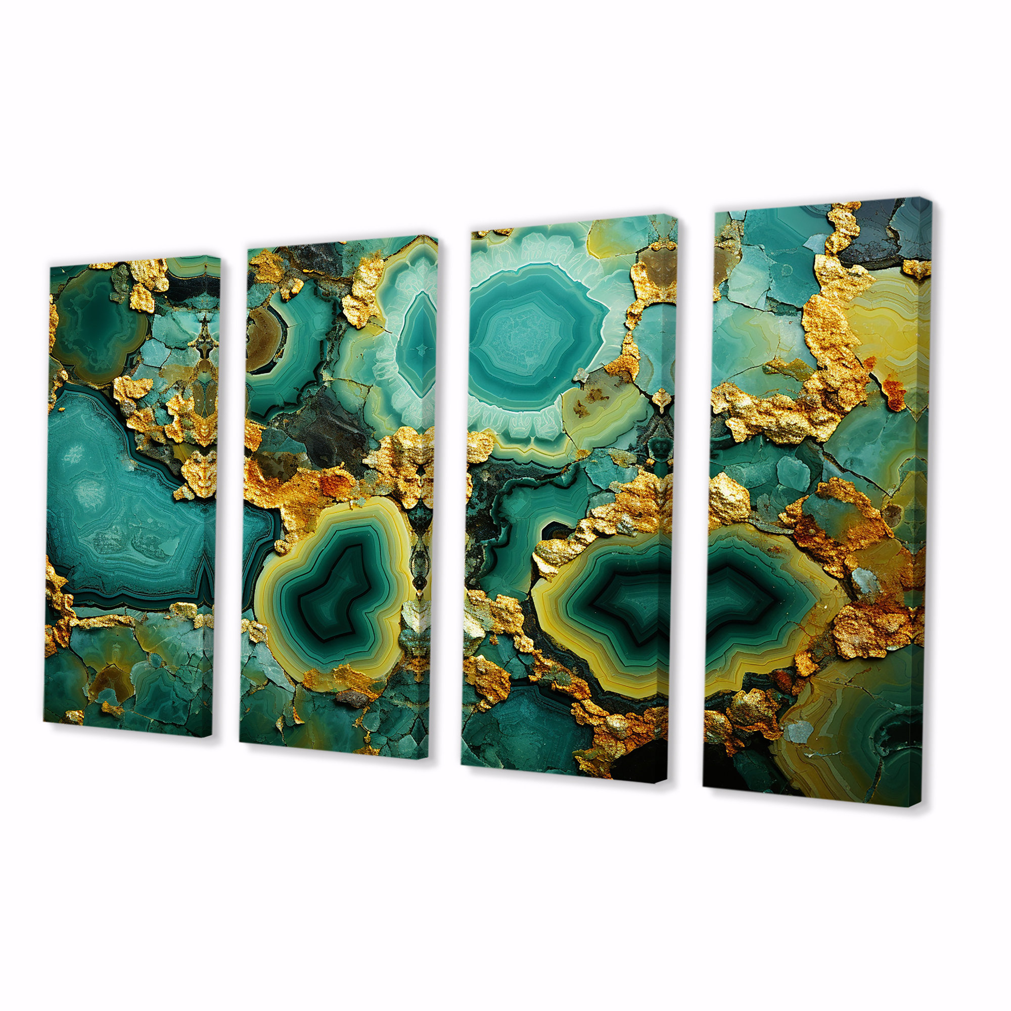 Mercer41 Golden Green Amazonite Stone - Stone Geode 4 Piece Wall Art ...