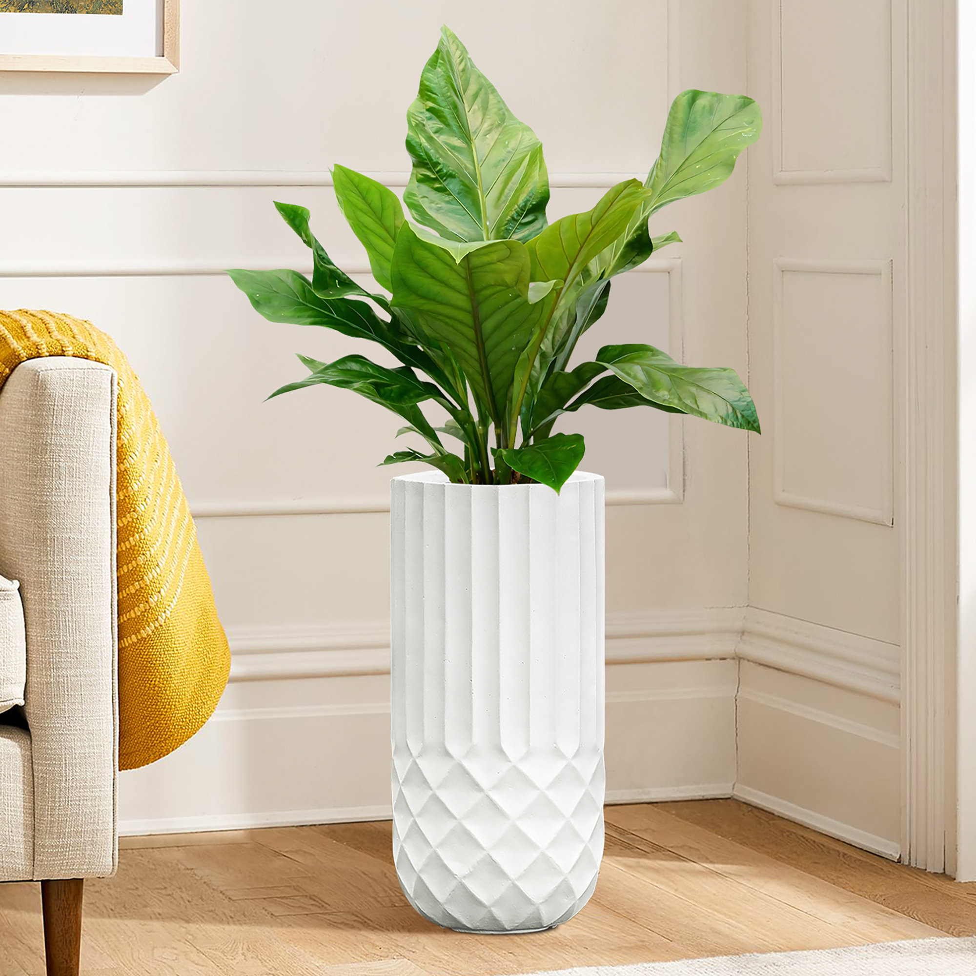Corrigan Studio® Modern Round Pot Planter, Geometric Planter with ...