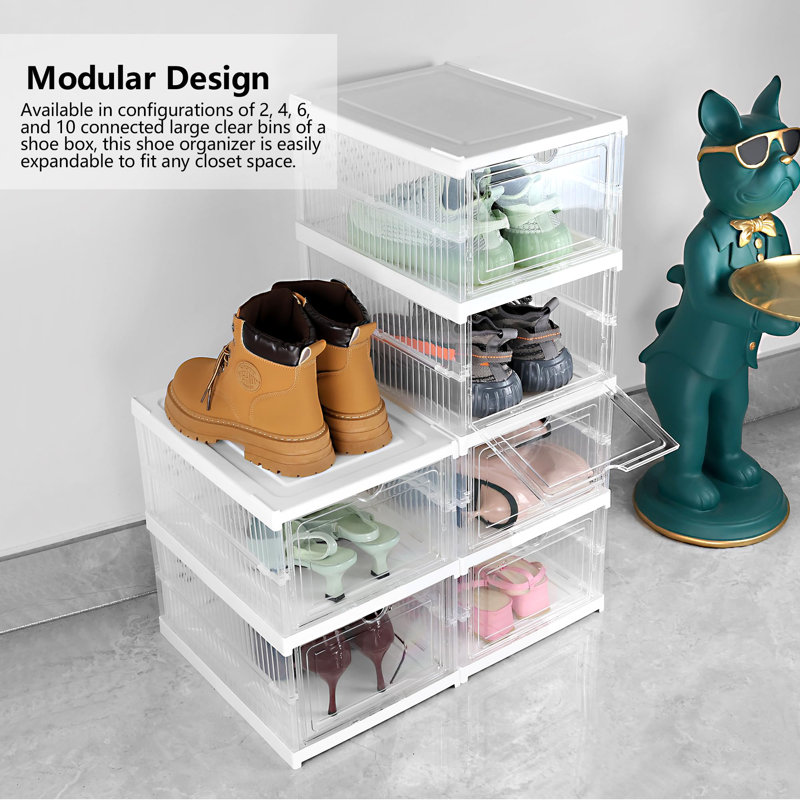 Rebrilliant 6 Pair Stackable Shoe Storage Box | Wayfair