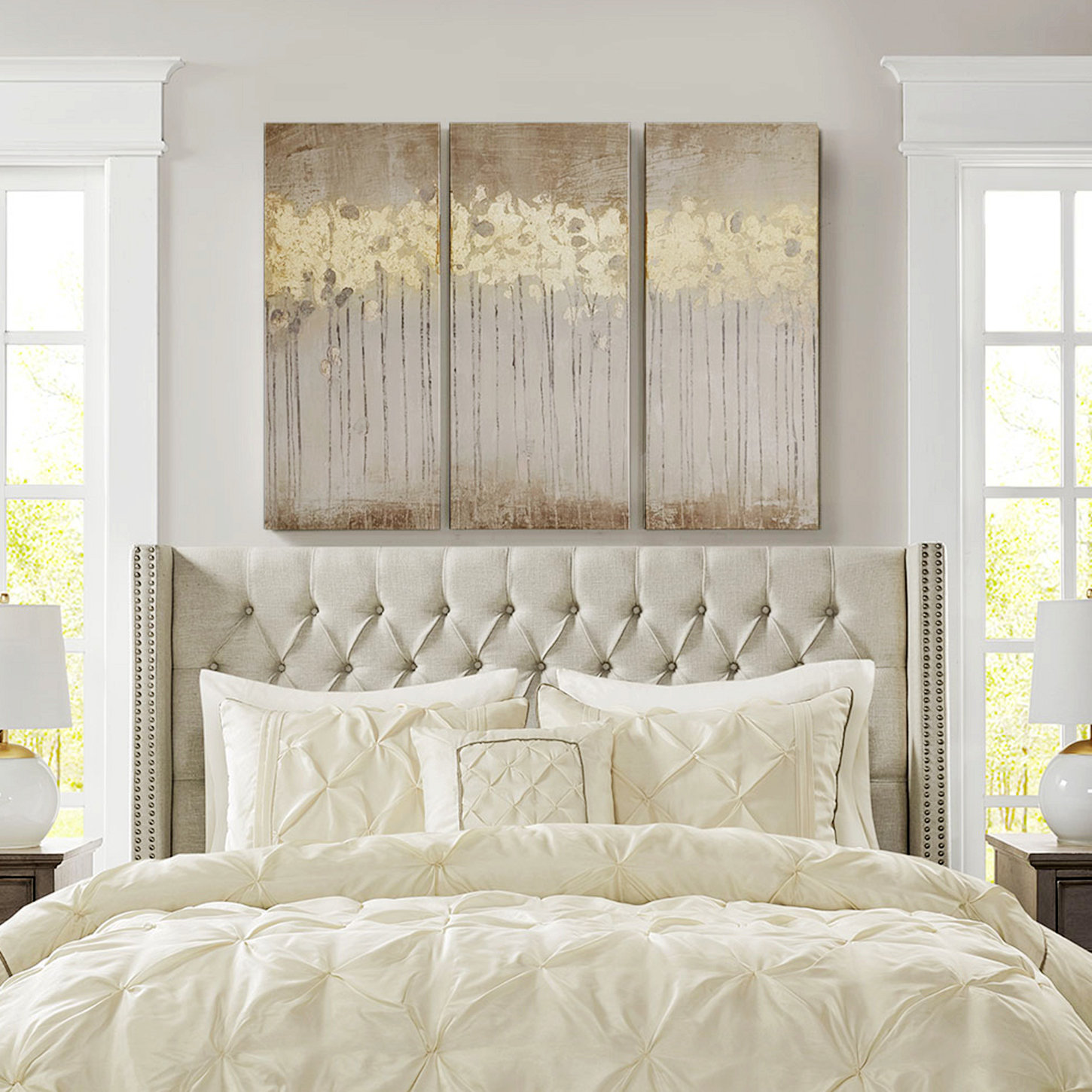 Everly Quinn Gold Foil Abstract 3-Piece Canvas Wall Art Set | Wayfair