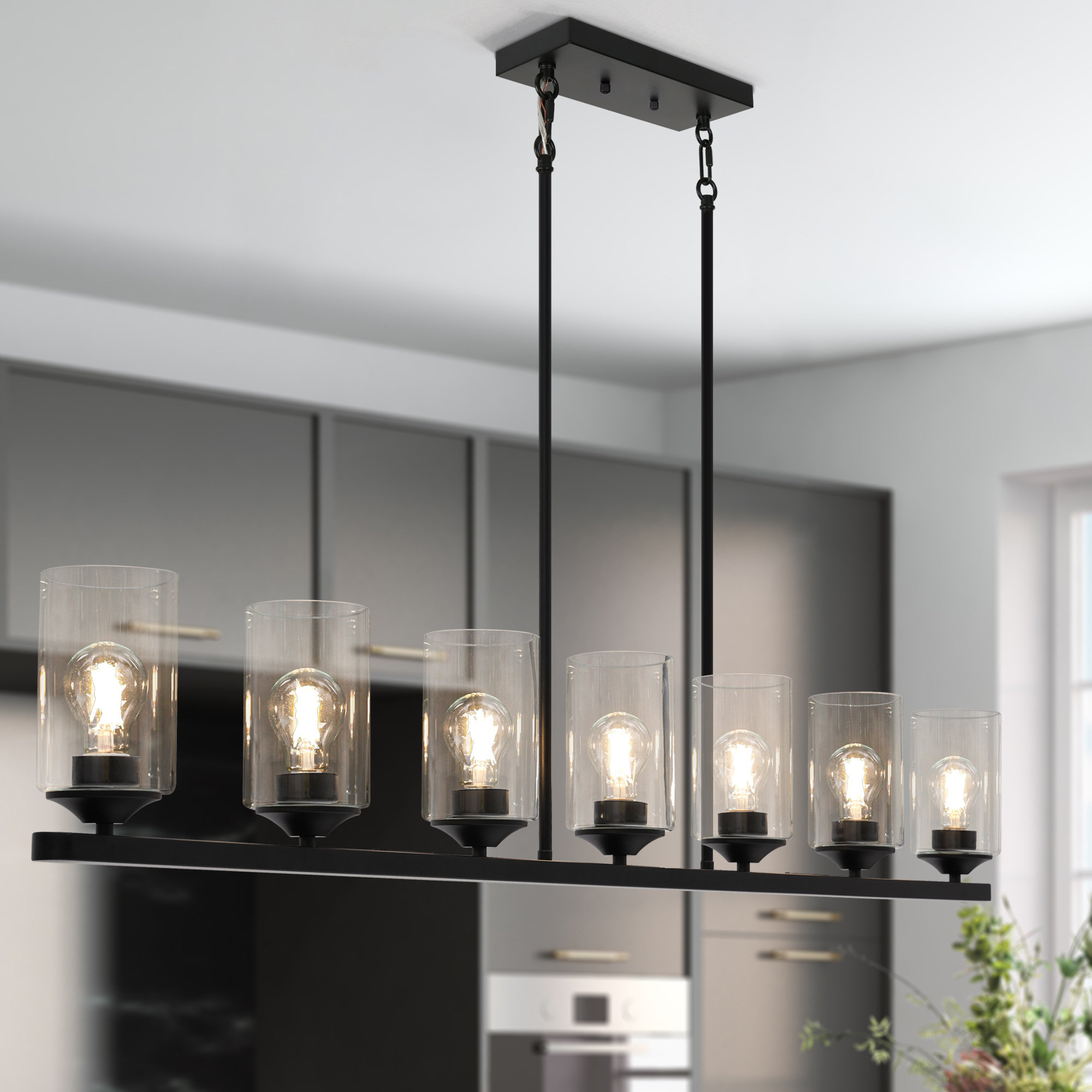 Breakwater Bay 7-Light 53.1'' W Large Black Linear Modern Farmhouse ...