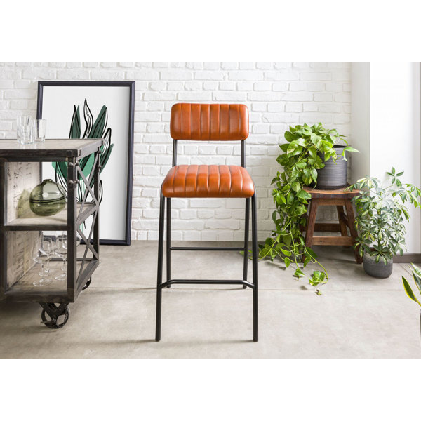 Massivmoebel24 Iron Label Upholstered Counter Stool with Metal Frame ...